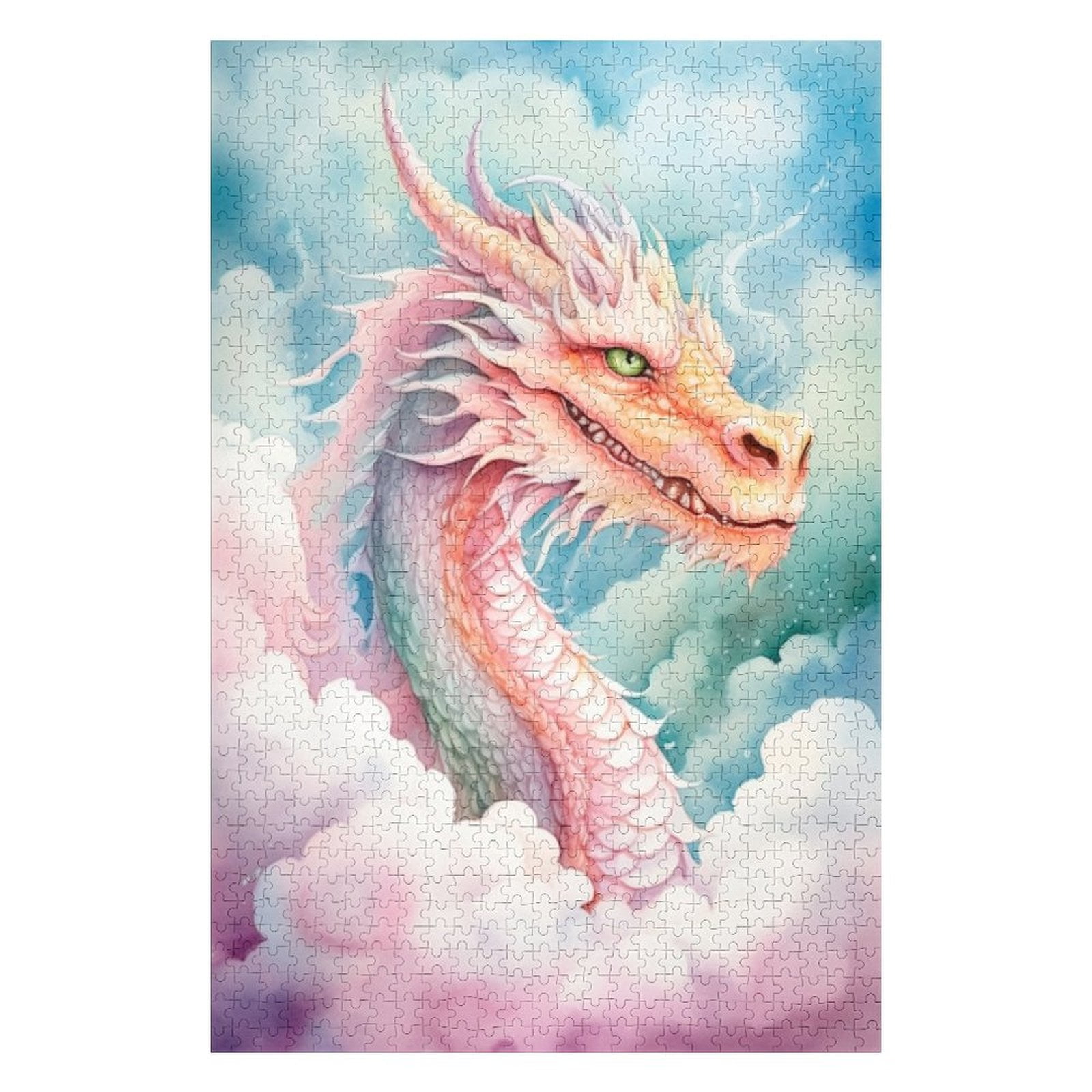Puzzles for Adults 300 Pieces - Watercolor Dragon Funny Challenging ...