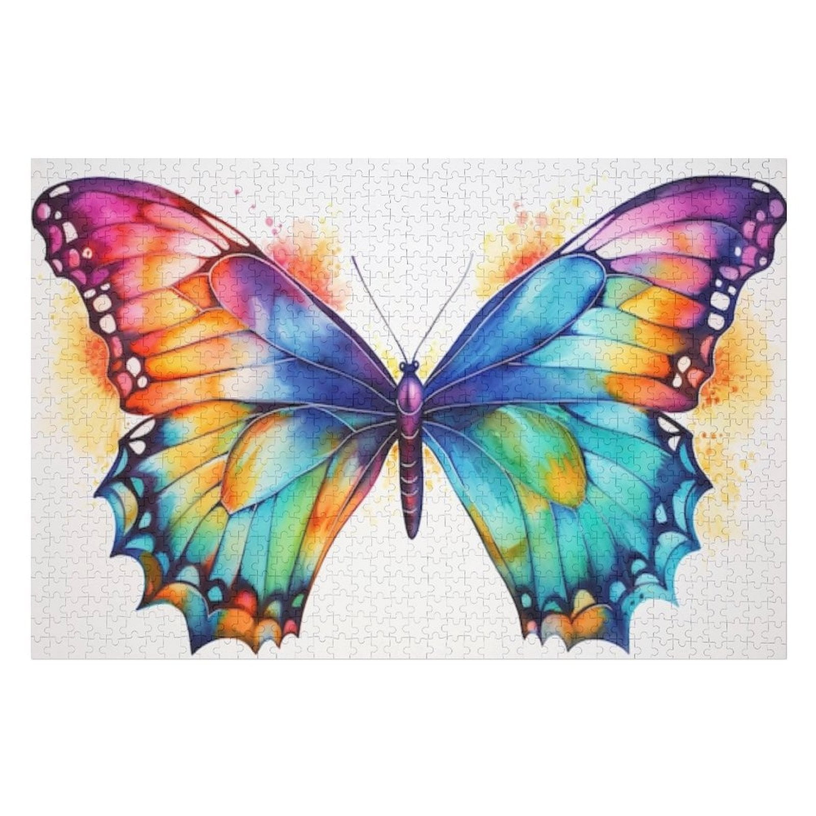 Puzzles for Adults 300 Pieces - Watercolor Exotic Butterflies Funny ...