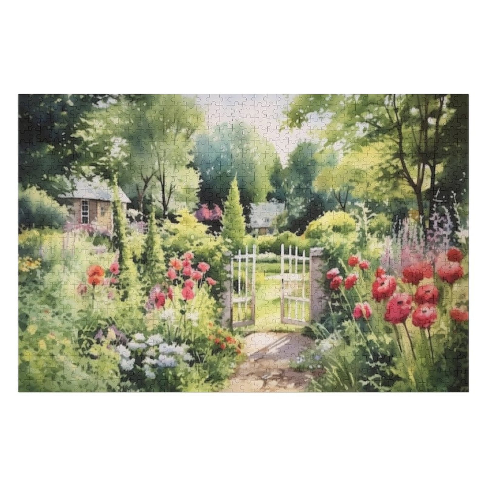 Puzzles for Adults 300 Pieces - Watercolor Summer Garden Full Bloom Funny Inspirational Wooden ...