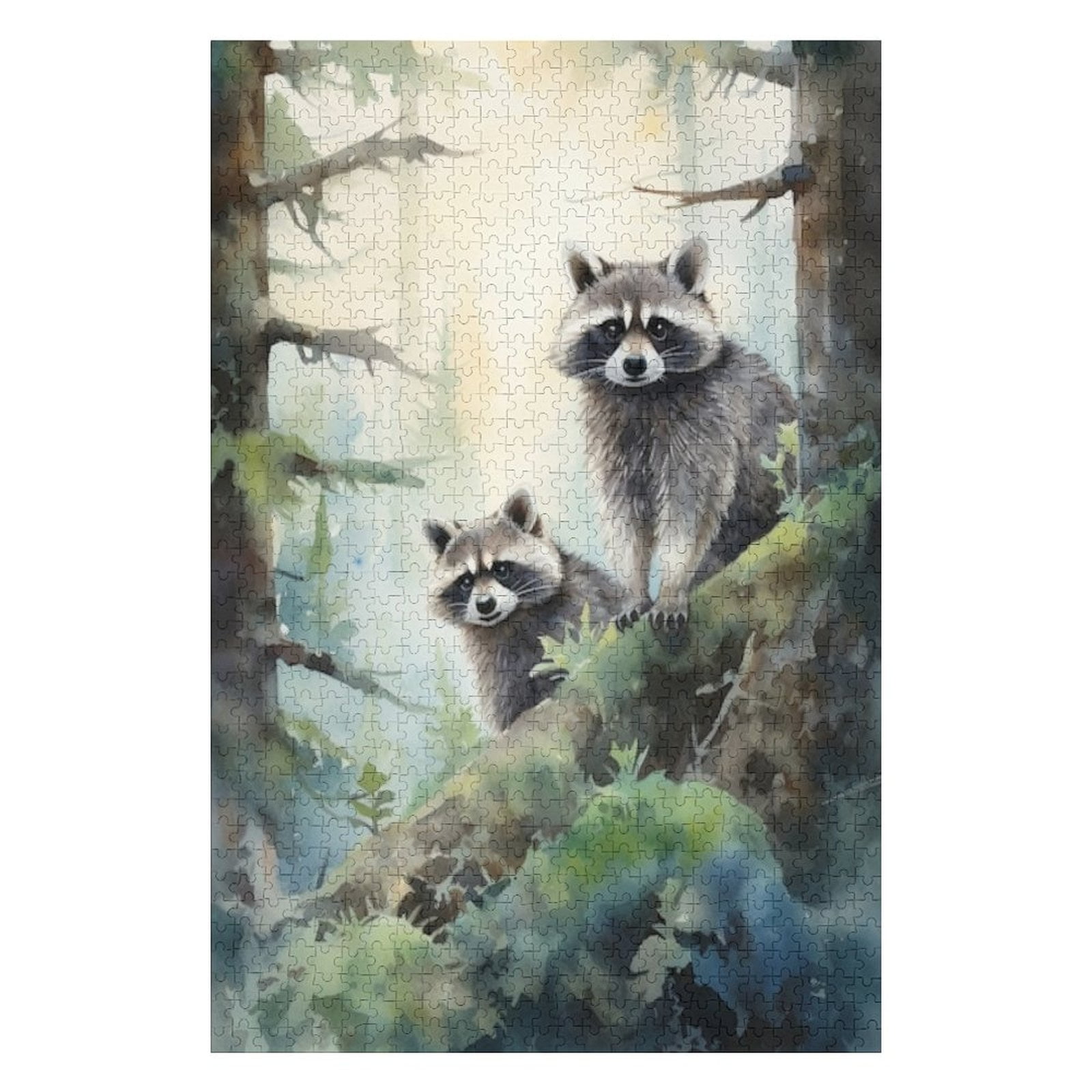 Puzzles for Adults 300 Pieces - Watercolor Wildlife Animal Raccoon ...