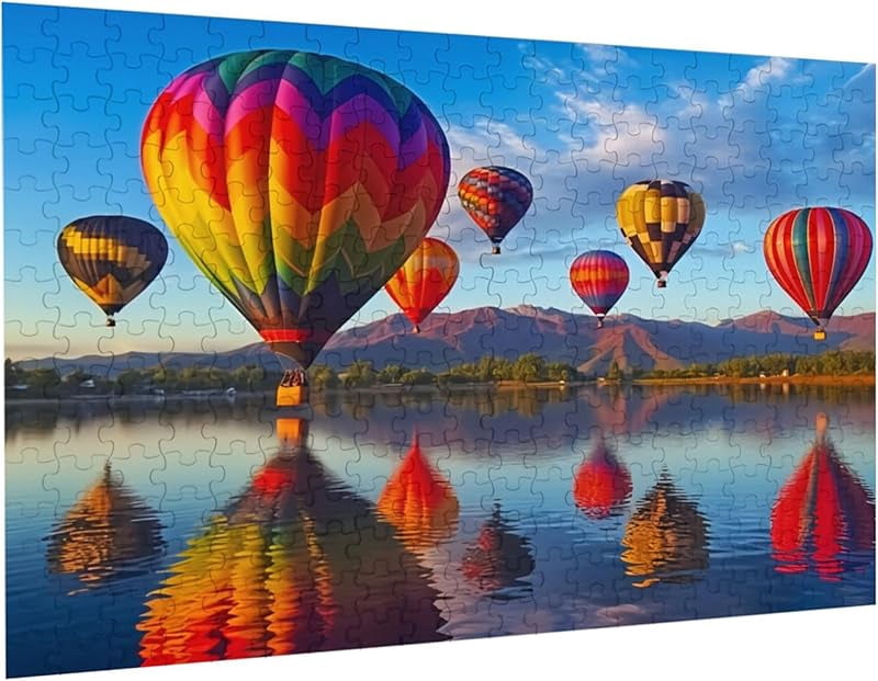 Puzzles for Adults 50 Pieces Jigsaw Puzzles Beautiful Hot Air Balloon ...