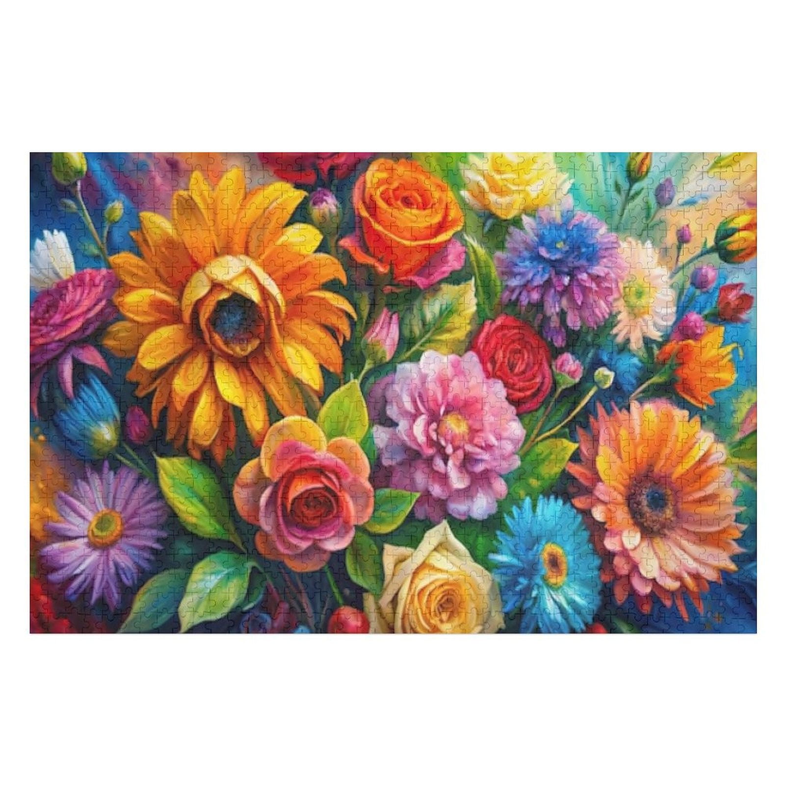 Puzzles for Adults 500 Pieces - Abstract Flowers Best Challenging ...