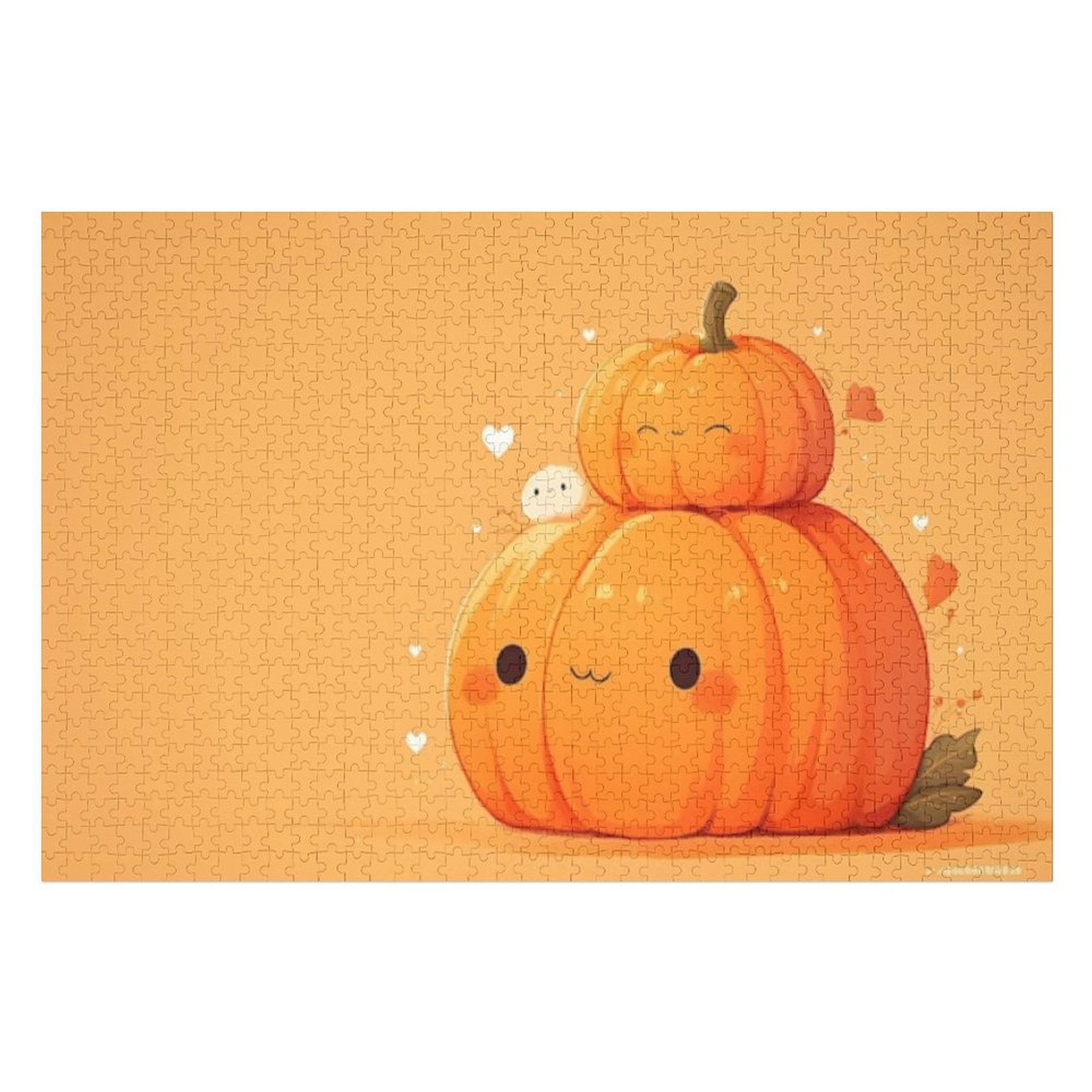 Puzzles for Adults 500 Pieces - Adorable Stacked Pumpkins Funny Puzzle ...