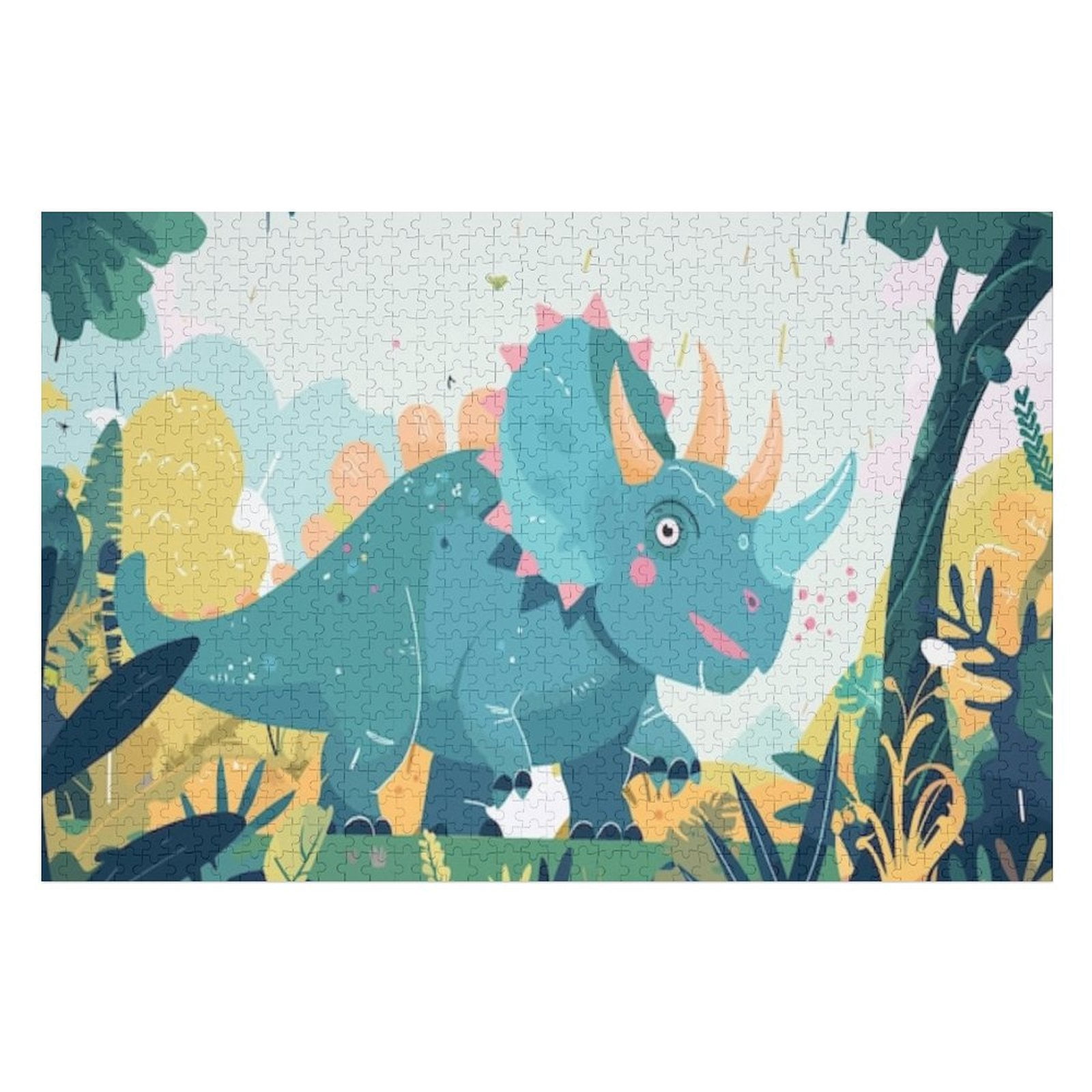 Puzzles for Adults 500 Pieces - Adorable Triceratops Dinosaur Cartoon ...