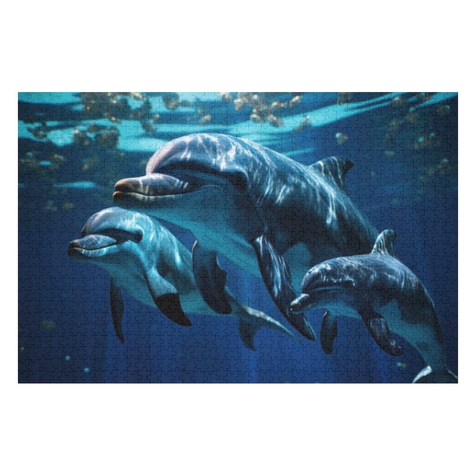 Puzzles for Adults 500 Pieces - Beautiful Dolphins Swimming Funny ...