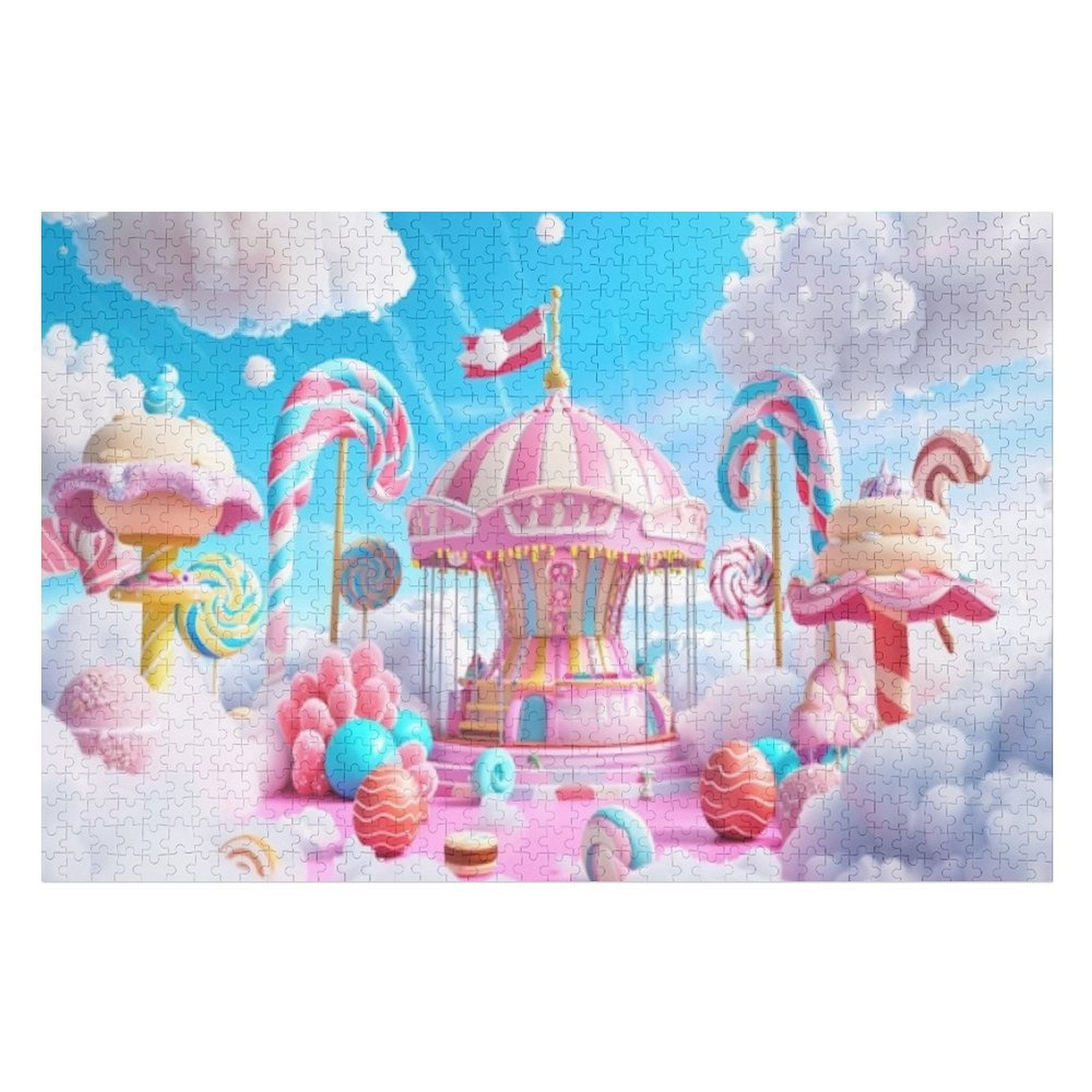 Puzzles for Adults 500 Pieces - Candyland Carousel Funny Puzzles ...