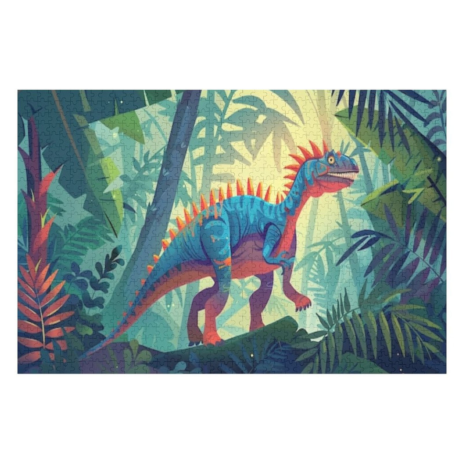 Puzzles for Adults 500 Pieces - Cartoon Dinosaur Tropical Jungle Funny ...