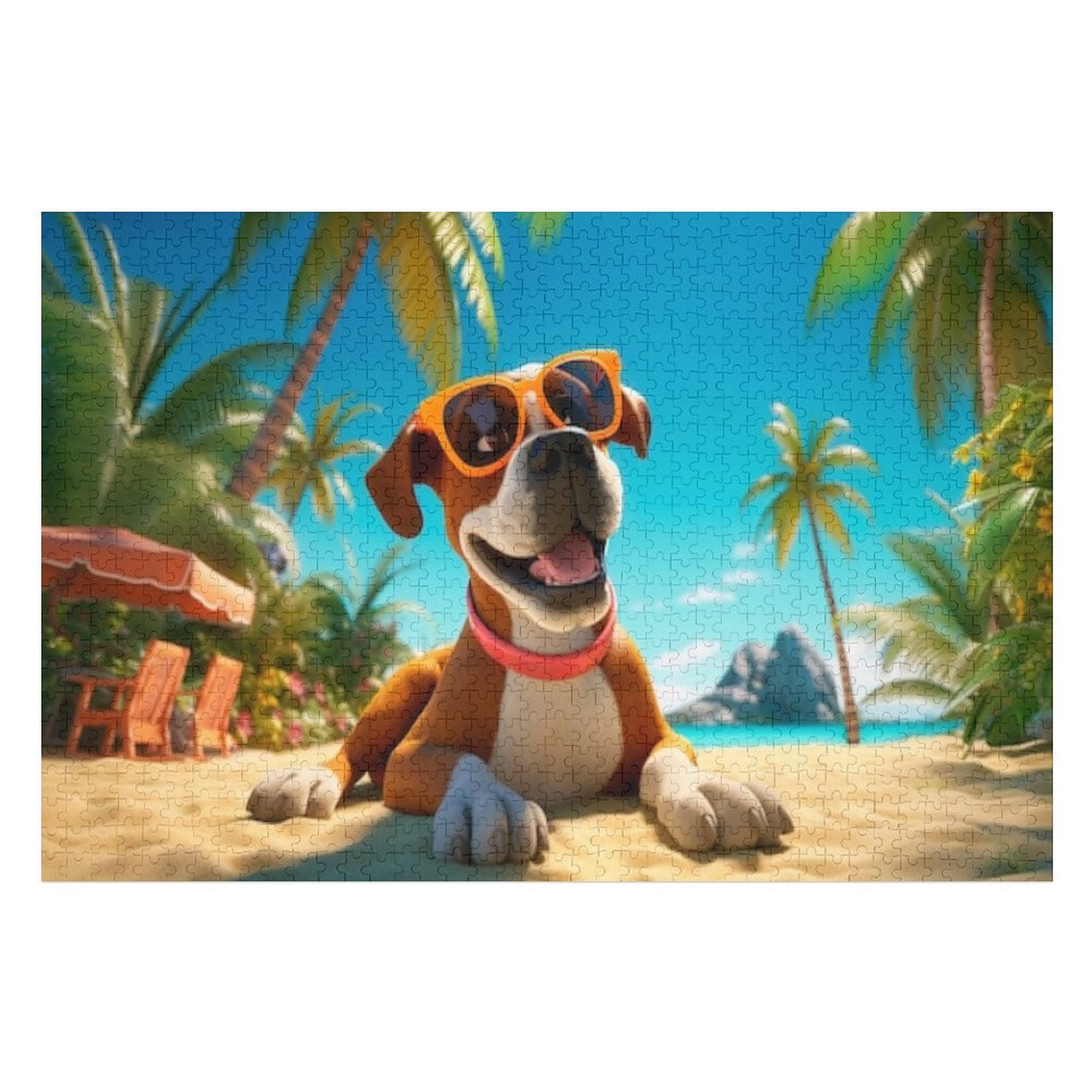 Puzzles for Adults 500 Pieces - Cartoon Dog Portrait Funny Puzzle ...