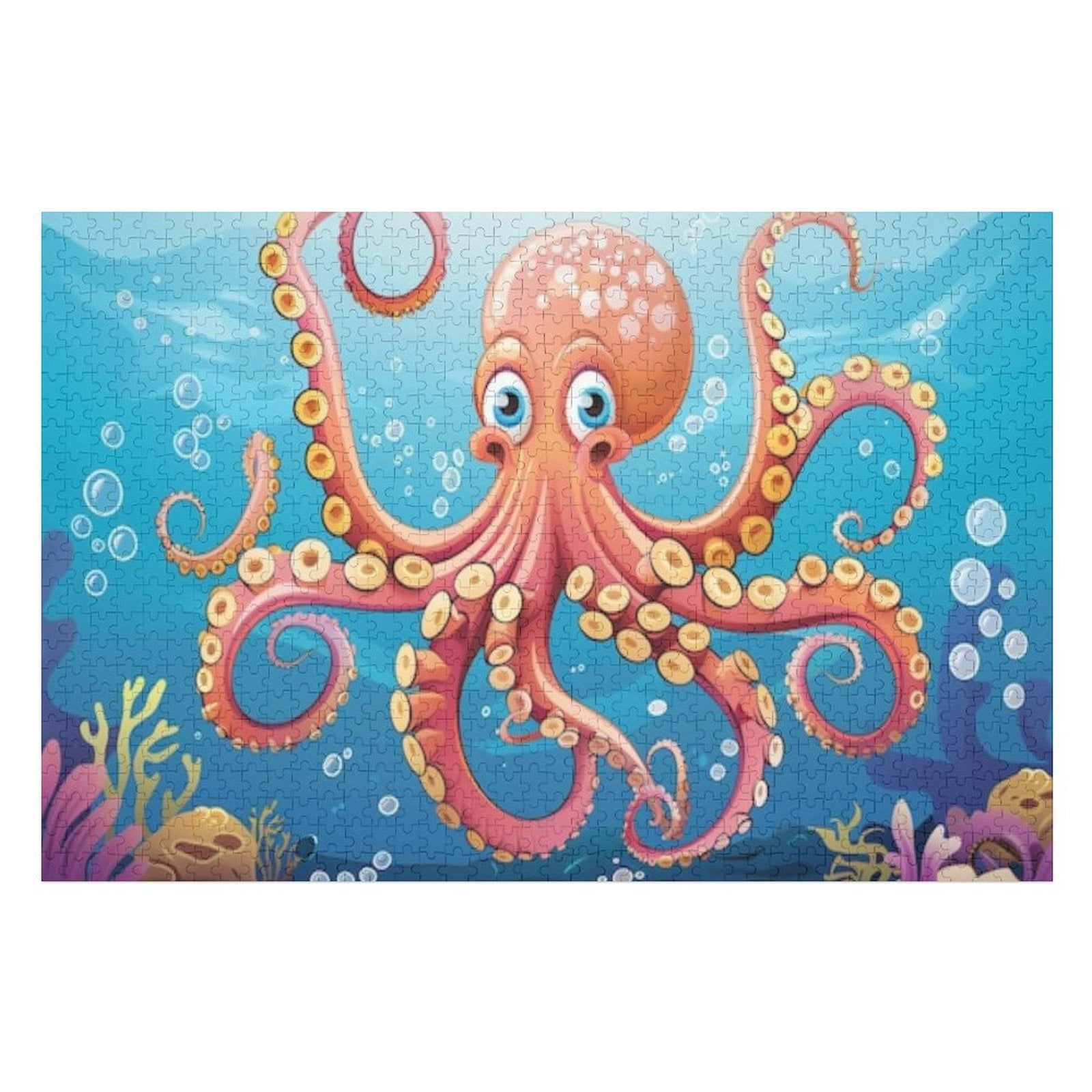 Puzzles for Adults 500 Pieces - Cartoon Octopus With Big Eyes Swims ...