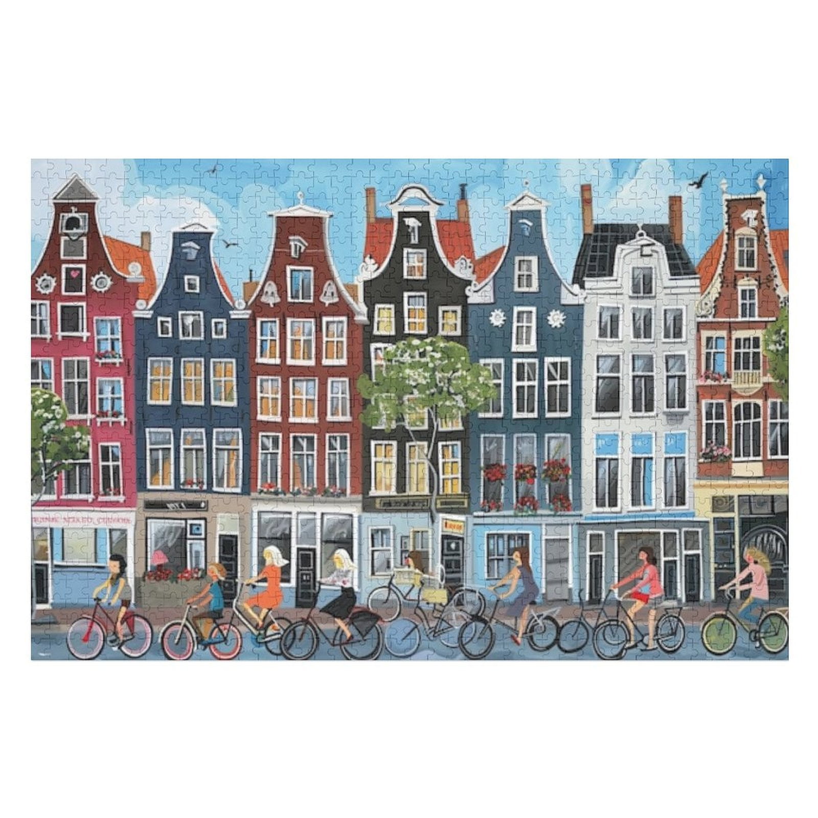 Puzzles for Adults 500 Pieces - Cartoon Vibrant Cityscape Amsterdam ...