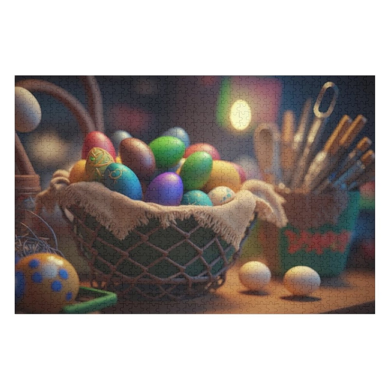 Puzzles for Adults 500 Pieces - Colorful Happy Easter Eggs Basket Funny ...