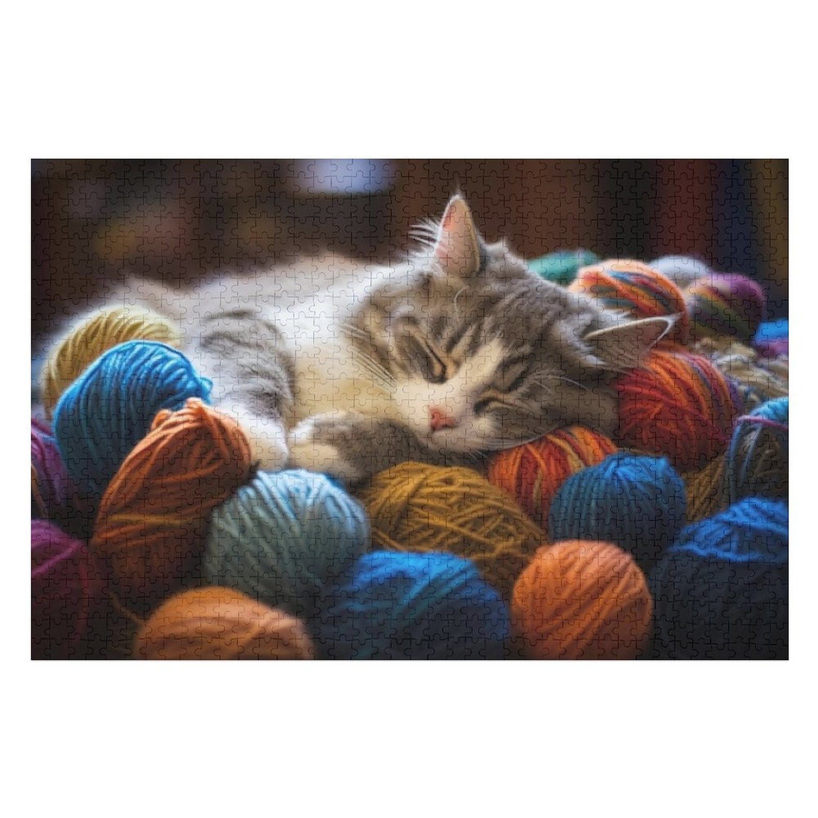Puzzles for Adults 500 Pieces - Cozy Cat Naps Yarn Balls Funny Puzzles ...