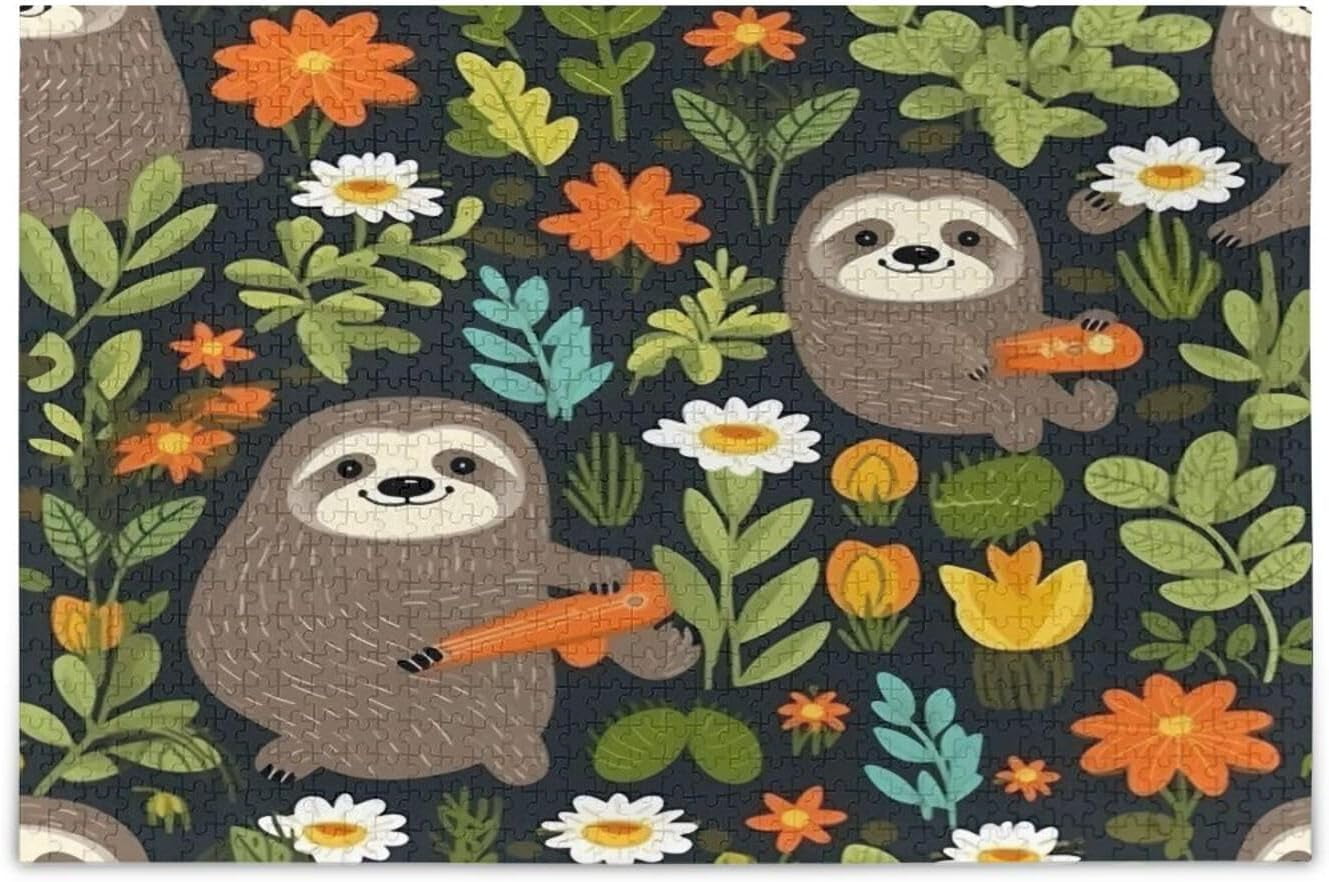 Puzzles for Adults 500 Pieces - Cute Sloths Jigsaw Puzzle Family Game ...
