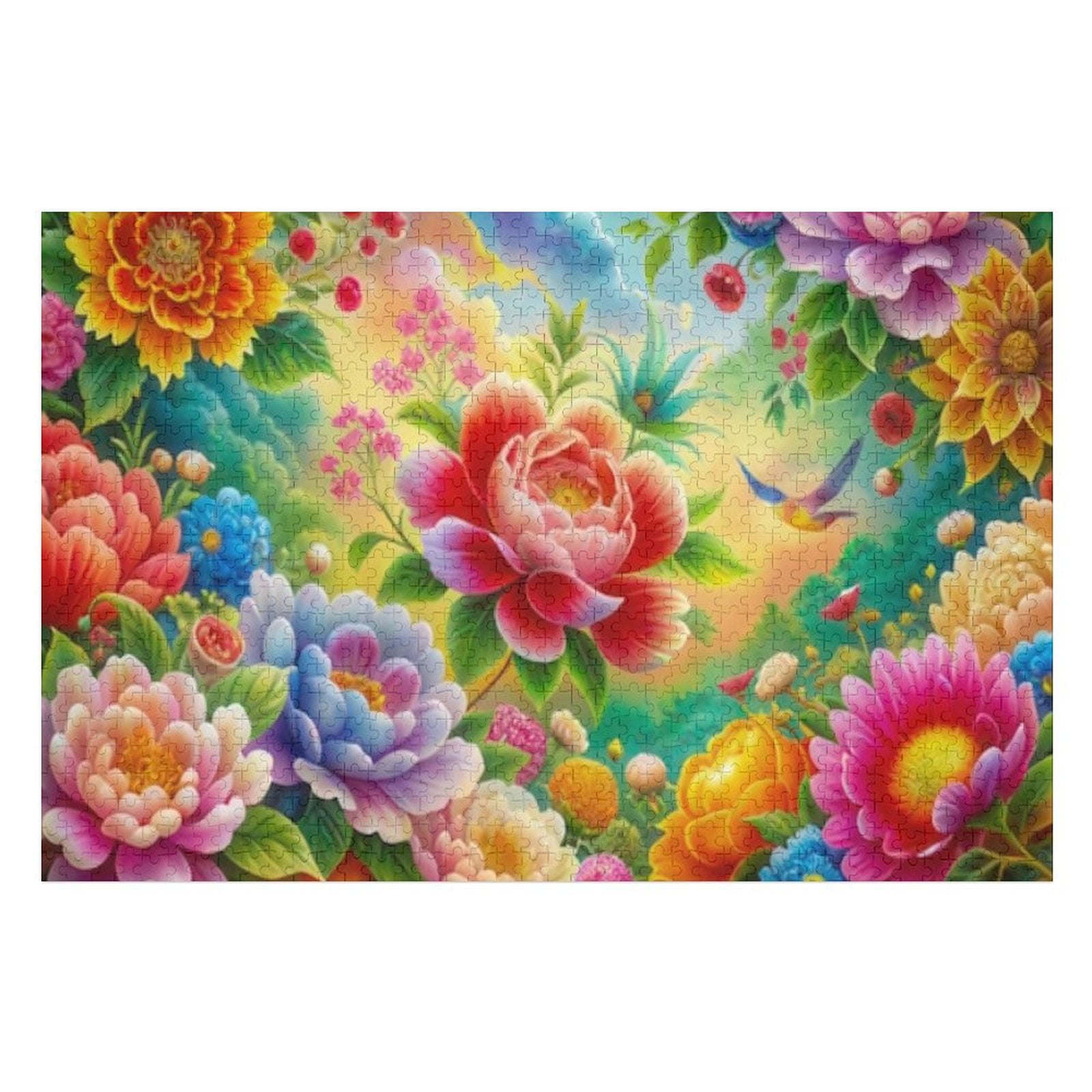 Puzzles for Adults 500 Pieces - Flower Word Bird Painting Funny Puzzles ...