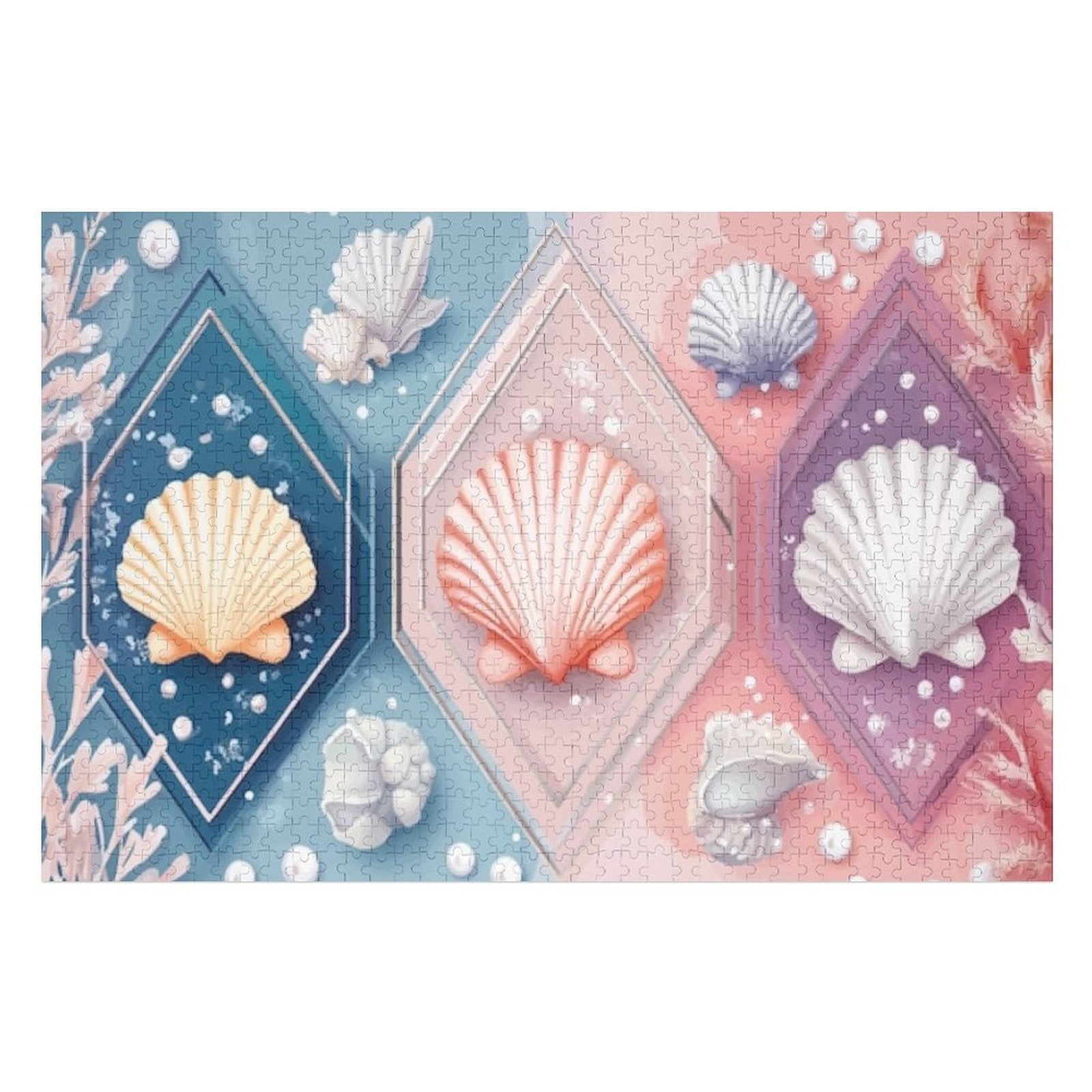 Puzzles for Adults 500 Pieces - Geometric Seashells Funny Challenging ...