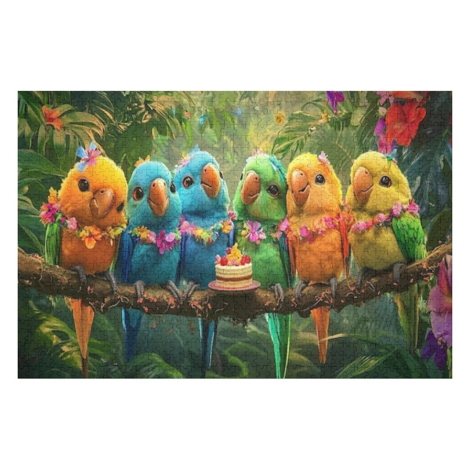 Puzzles for Adults 500 Pieces - Group Colorful Birds Are Sitting Branch ...