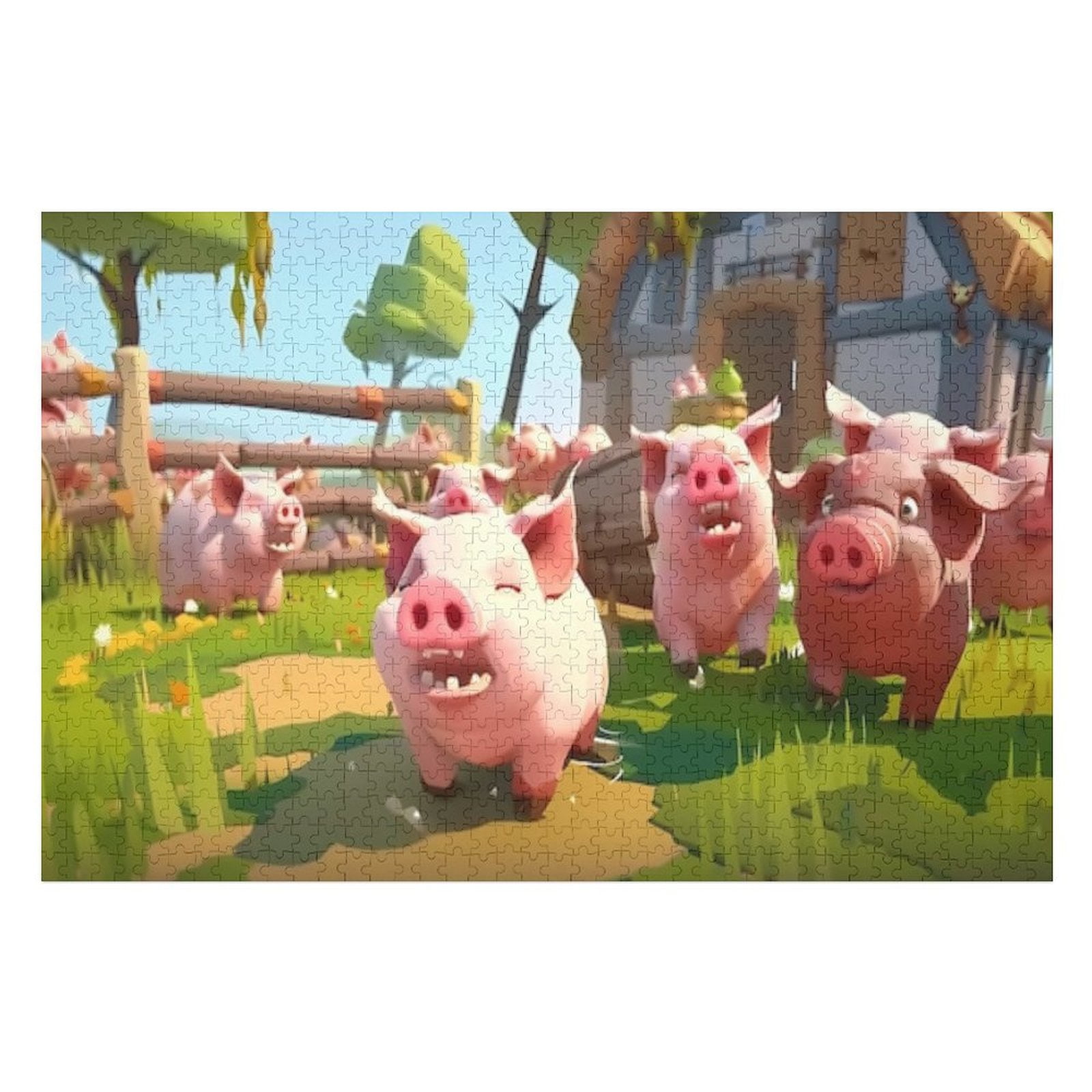 Puzzles for Adults 500 Pieces - Group Pigs Field Funny Puzzles Poster ...