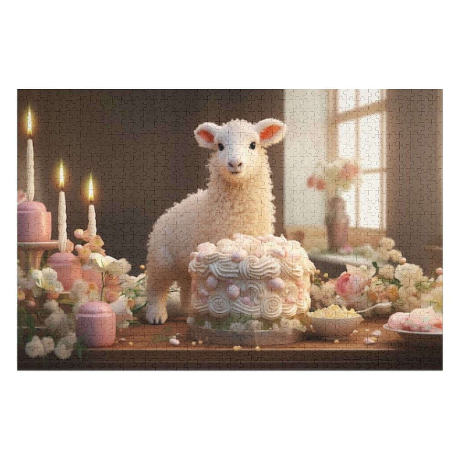 Puzzles for Adults 500 Pieces - Lamb With Cake Funny Puzzle - Unique ...