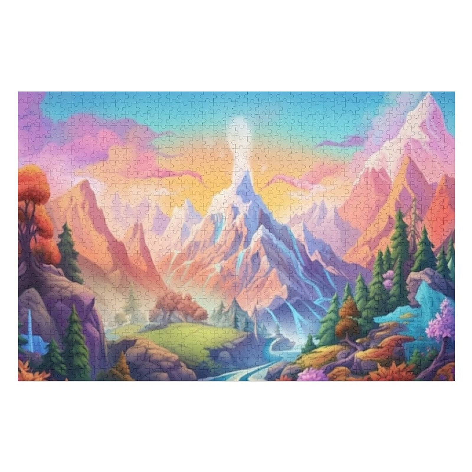 Puzzles for Adults 500 Pieces - Mountain Landscape With River Trees ...