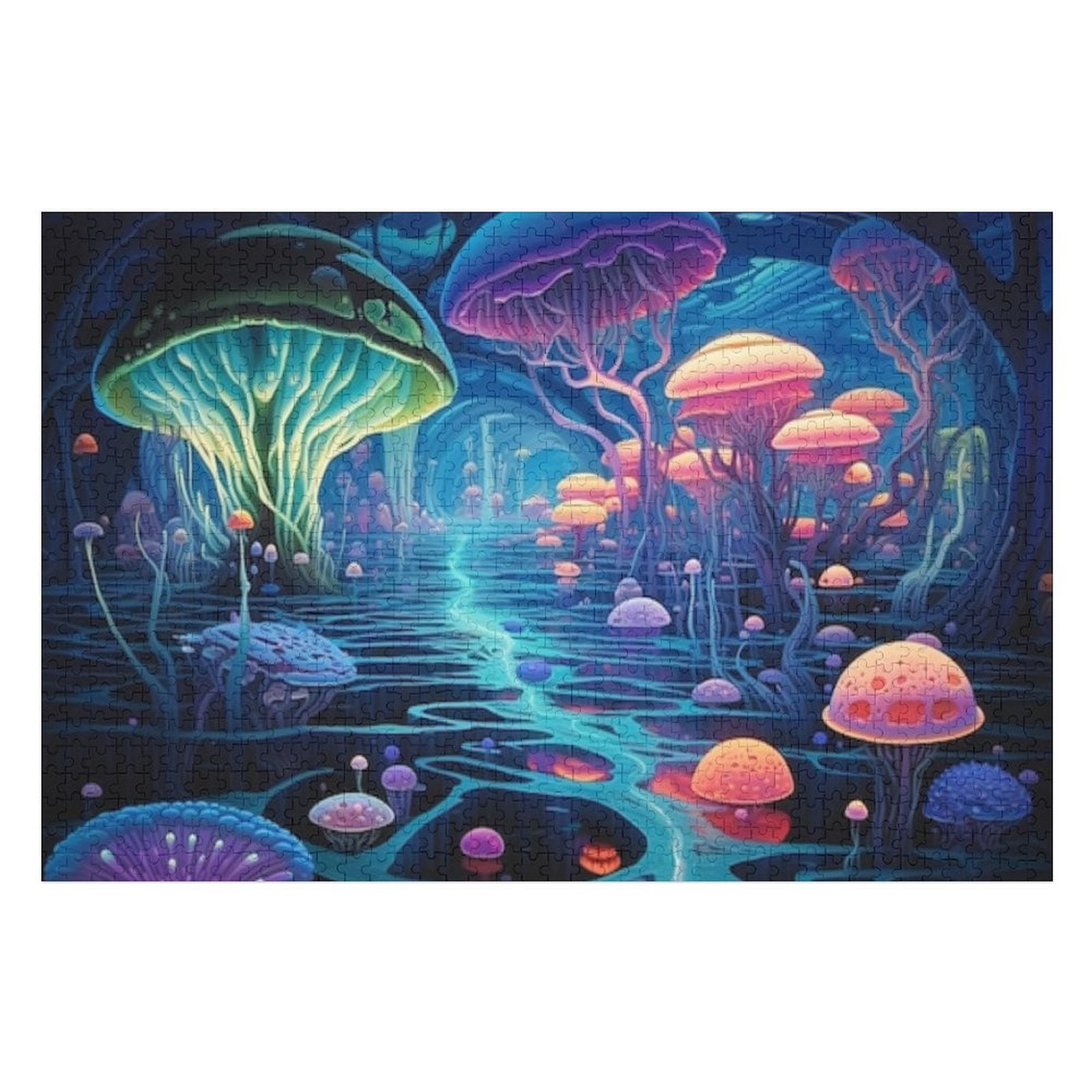 Puzzles for Adults 500 Pieces - Painting Forest Mushrooms Funny Puzzle ...