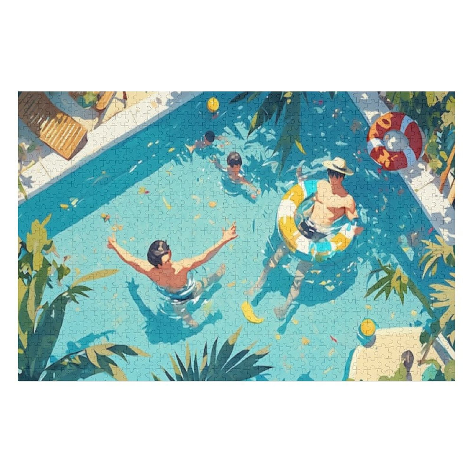 Puzzles for Adults 500 Pieces - Parents Teaching Their Children How Swim Pool Puzzle Game ...