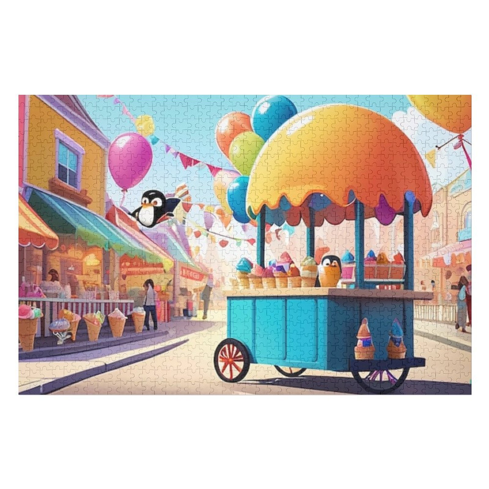 Puzzles for Adults 500 Pieces - Penguin Ice Cream Extravaganza Funny ...
