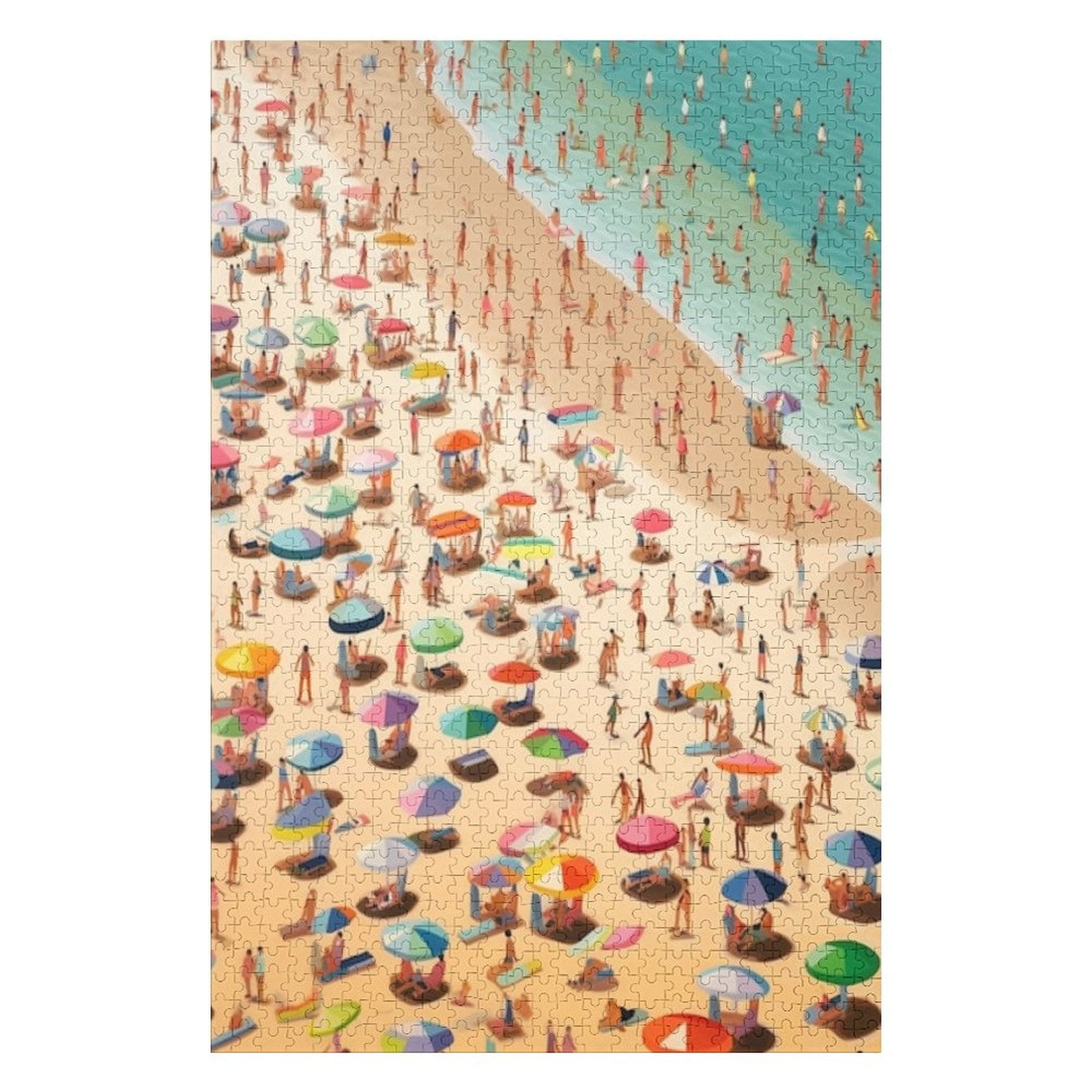 Puzzles for Adults 500 Pieces - People Beach With Umbrellas Chairs ...
