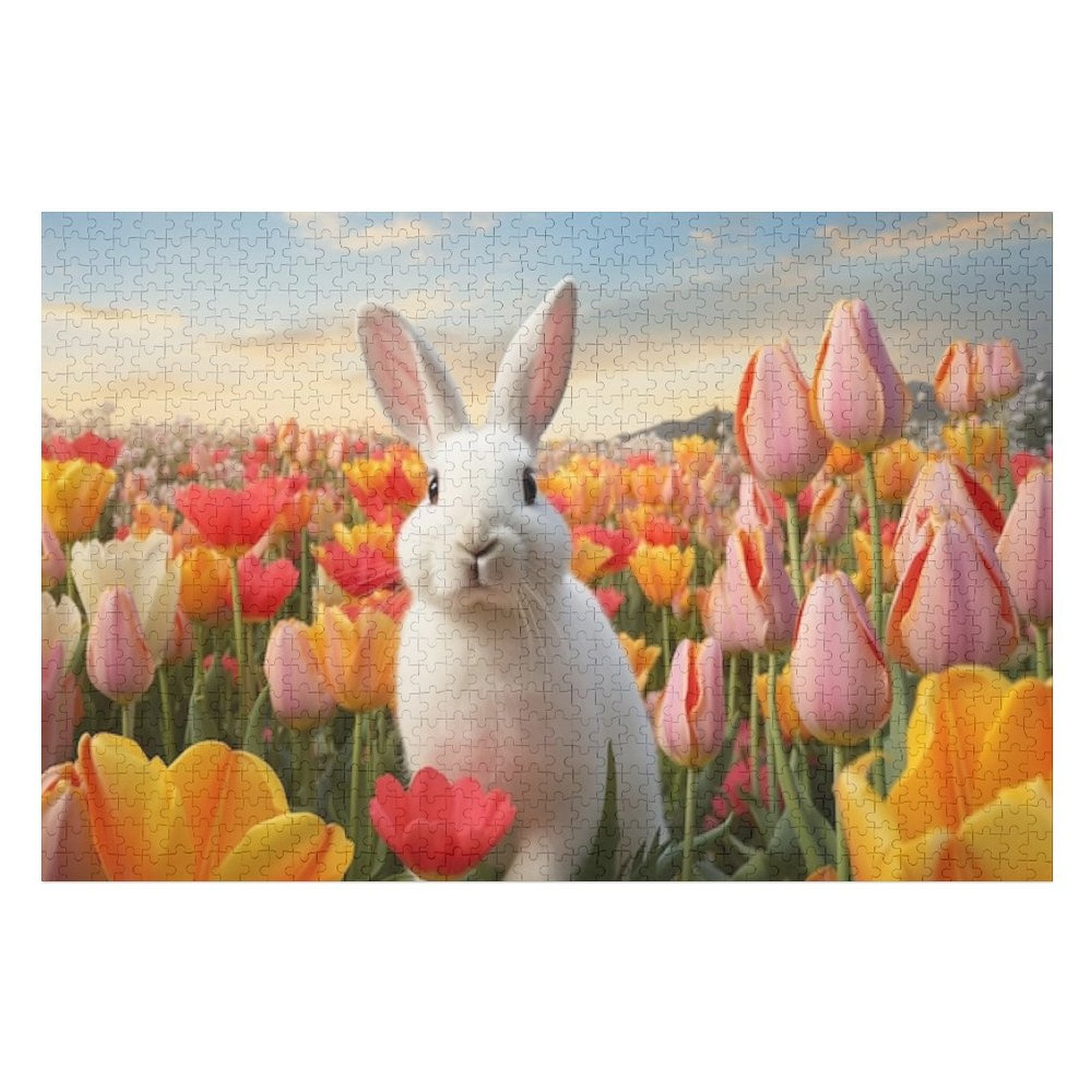 Puzzles for Adults 500 Pieces - Rabbit Field Flowers With Rabbit Funny ...