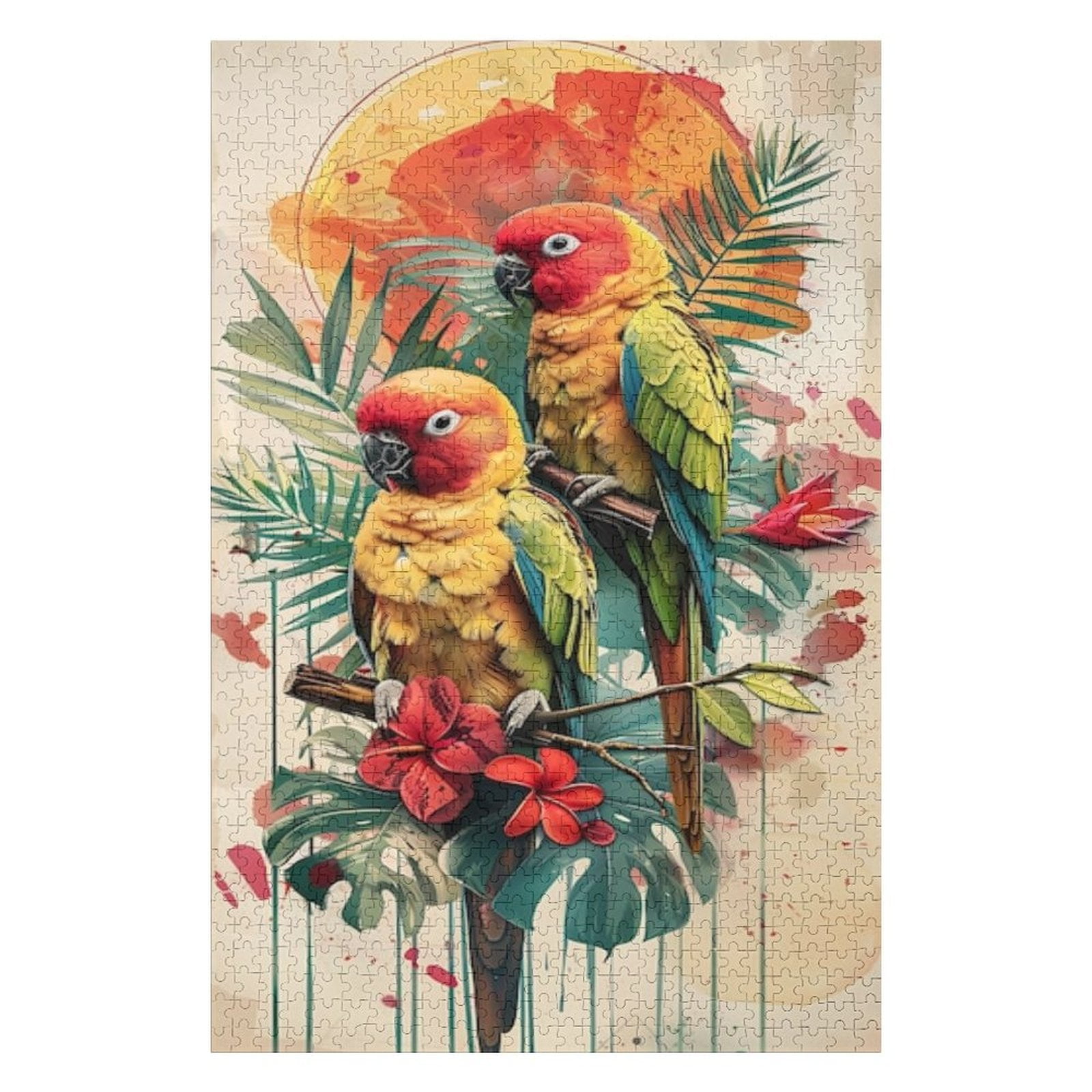Puzzles for Adults 500 Pieces - Rainforest Parakeets With Exotic ...