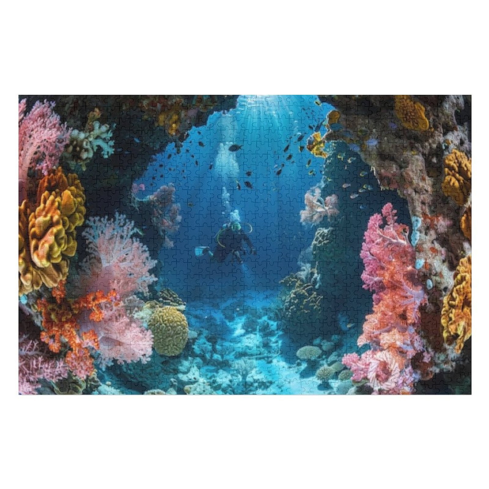Puzzles for Adults 500 Pieces - Scuba Diver Sea Water With Marine Life ...