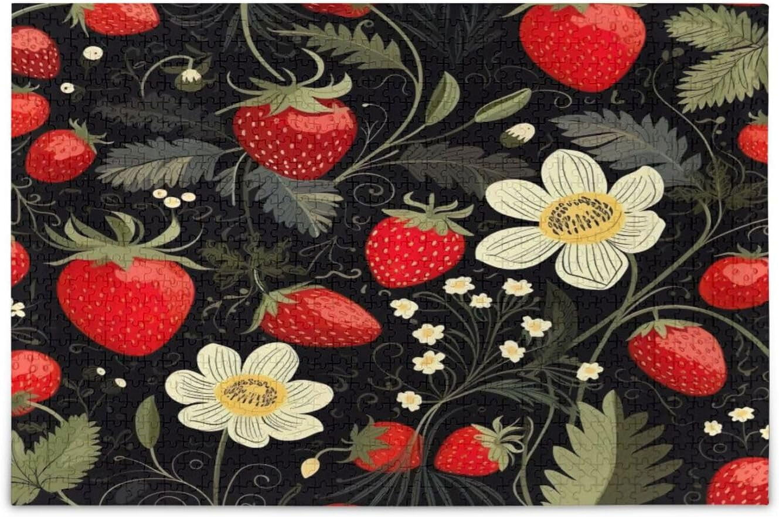 Puzzles for Adults 500 Pieces - Strawberry Flower Jigsaw Puzzle Family ...
