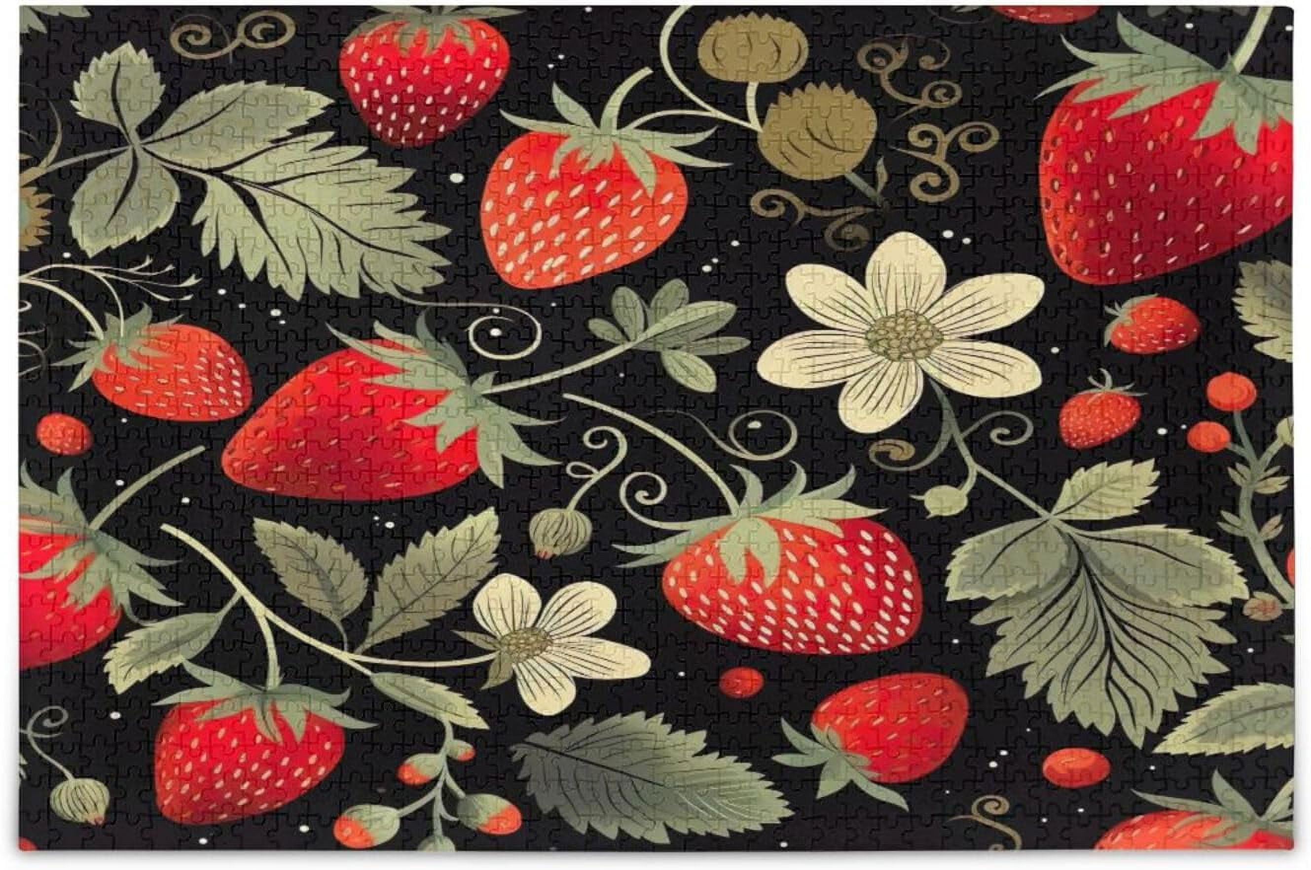 Puzzles for Adults 500 Pieces - Strawberry Flower Jigsaw Puzzle Family ...