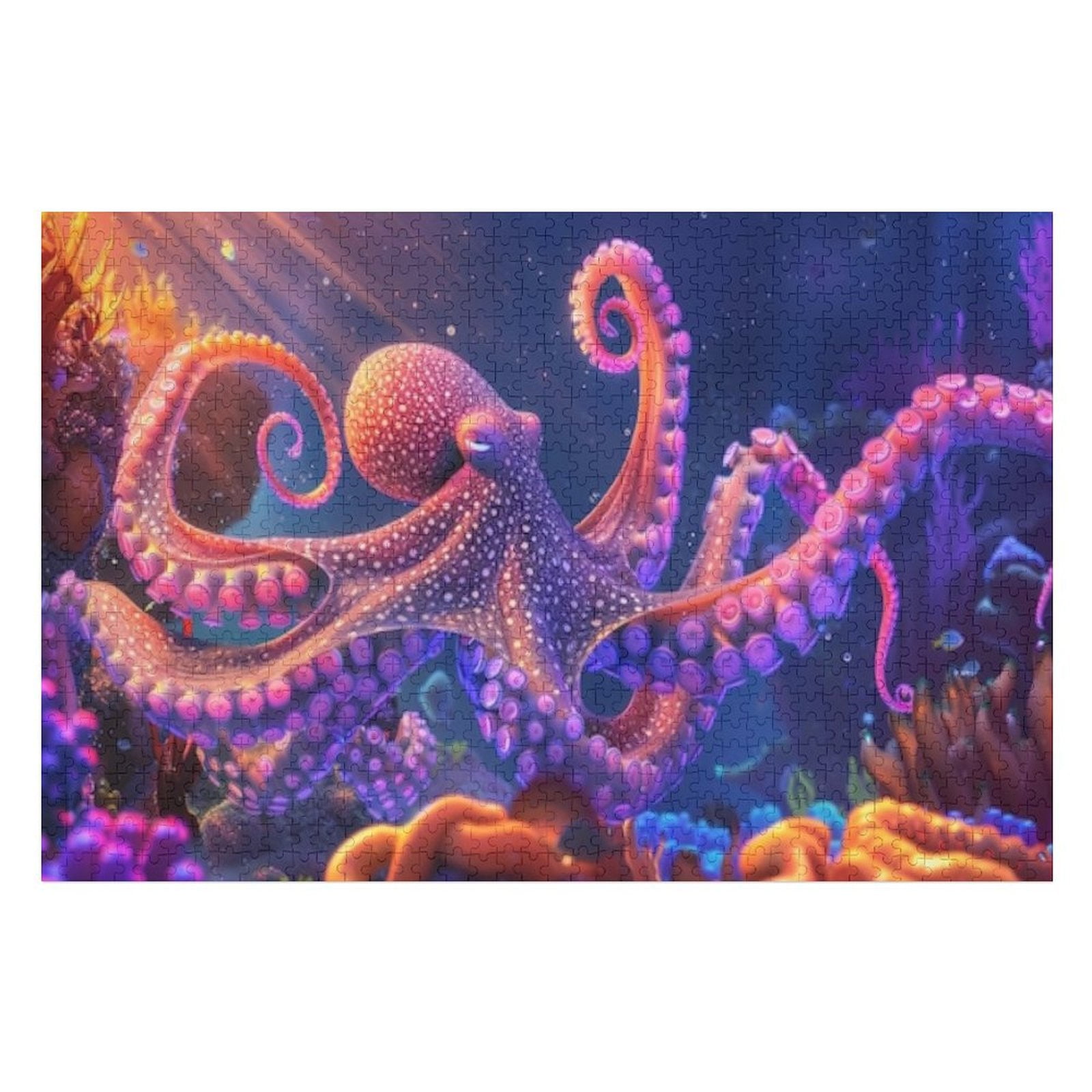 Puzzles for Adults 500 Pieces - Vibrant Octopus Coral Reef Funny Puzzle ...