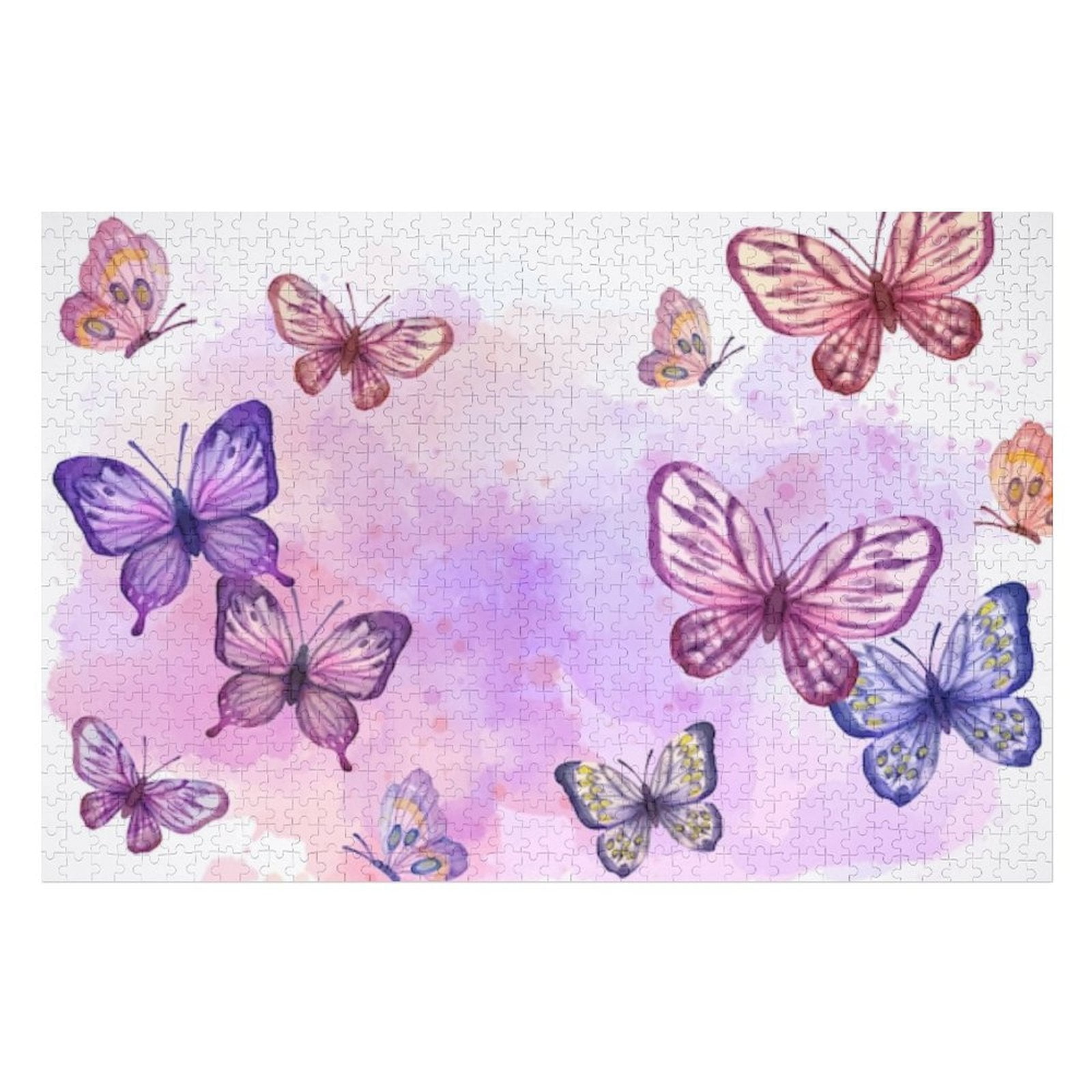 Puzzles for Adults 500 Pieces - Watercolor Colorful Butterfly Puzzle ...