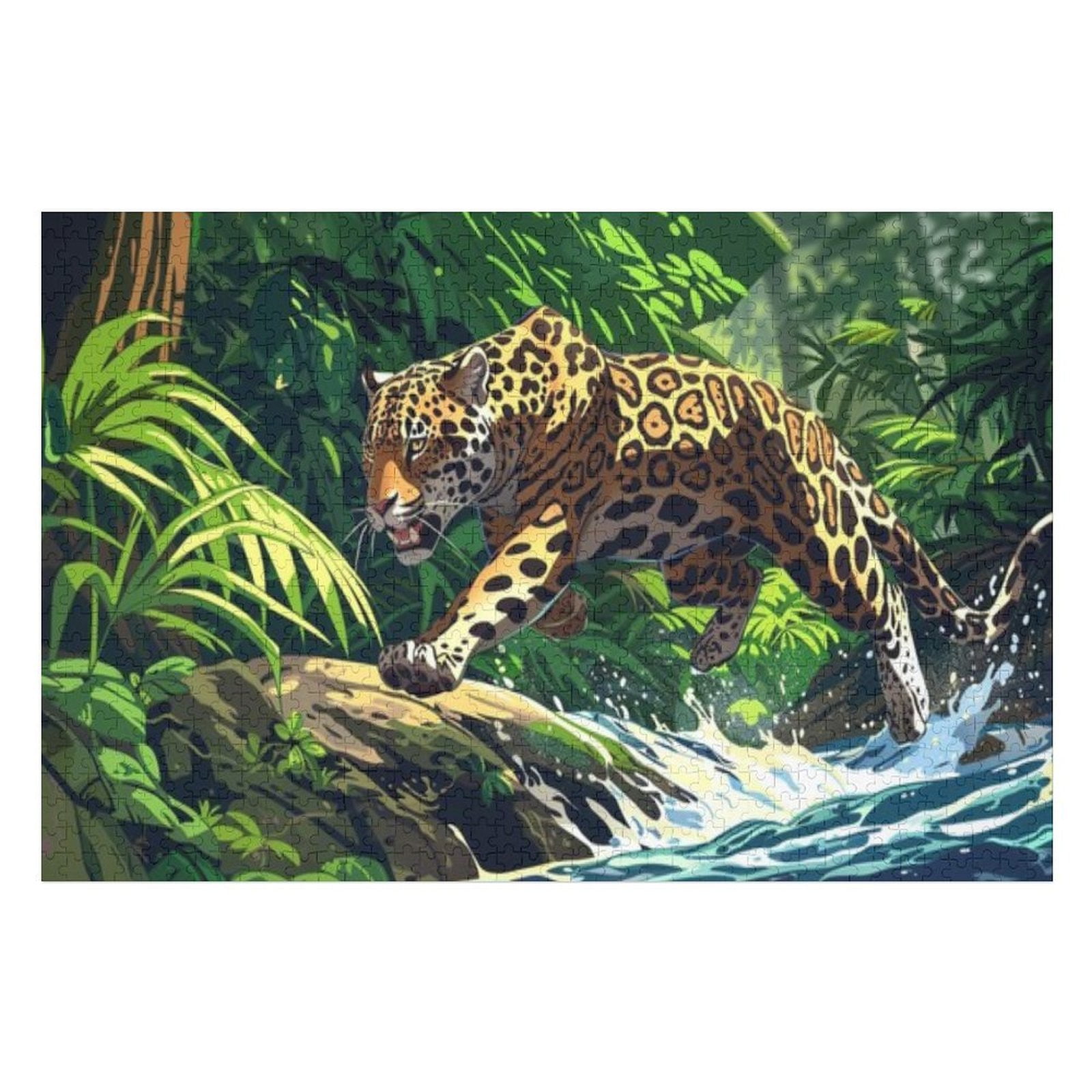 Puzzles for Adults 500 Pieces - Wild Jaguar Jungle Funny Puzzles Poster ...