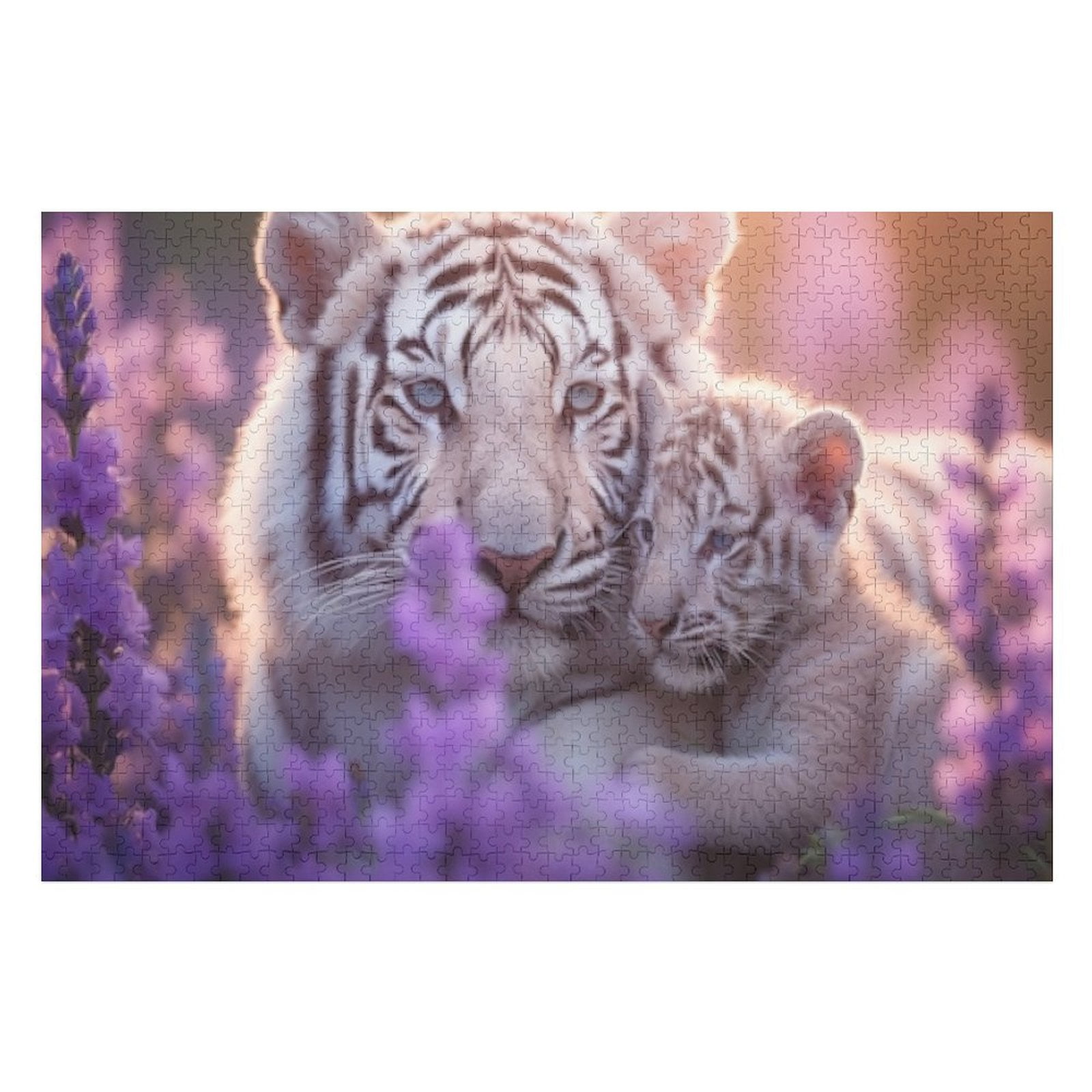 Puzzles for Adults 500 Pieces - Wild White Tiger With Cub Puzzle ...
