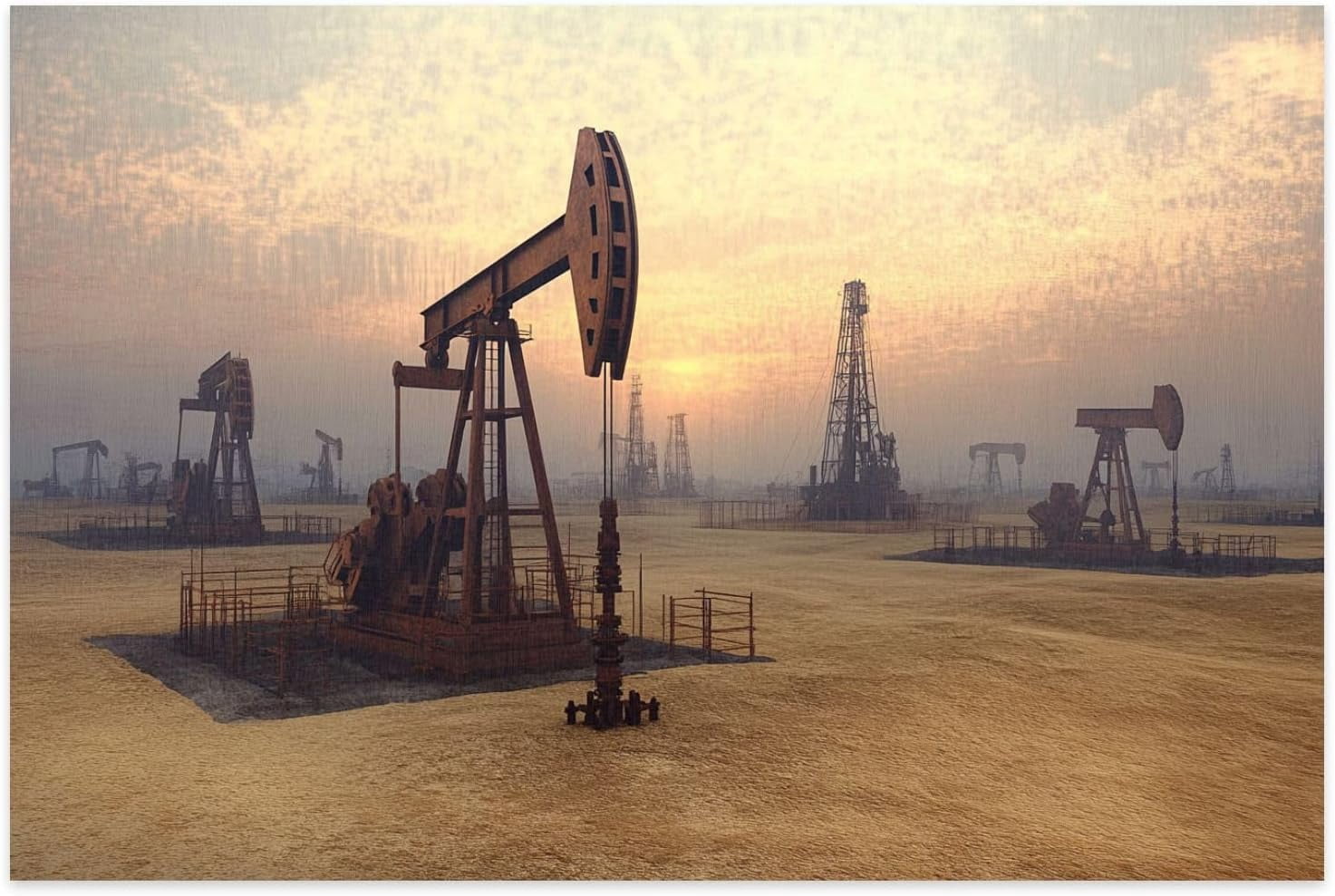 Puzzles for Adults Funny Oil Well with Drilling Rigs and Pumpjacks ...