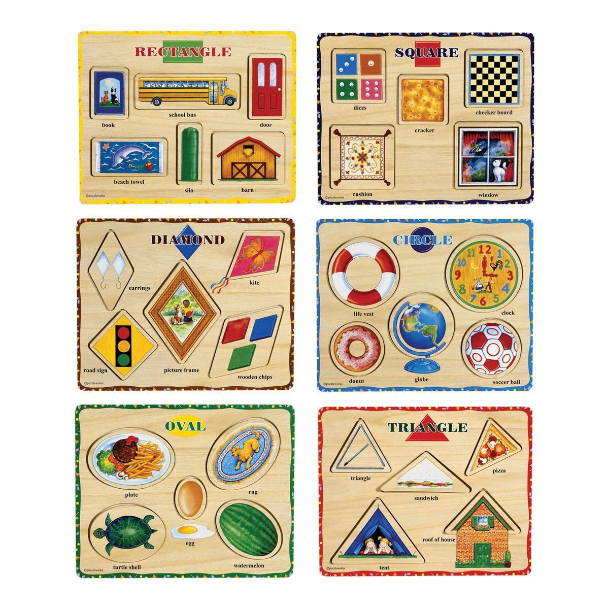 Puzzleworks Self-Correcting Shapes Puzzles - Set of 6 - Walmart.com