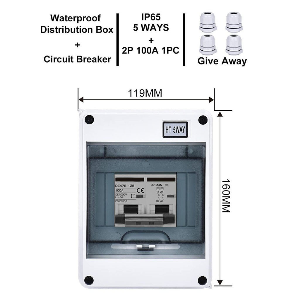 Pv Disconnect Box Dc1000V Circuit Breaker Solar Isolator Switch 6-125A ...
