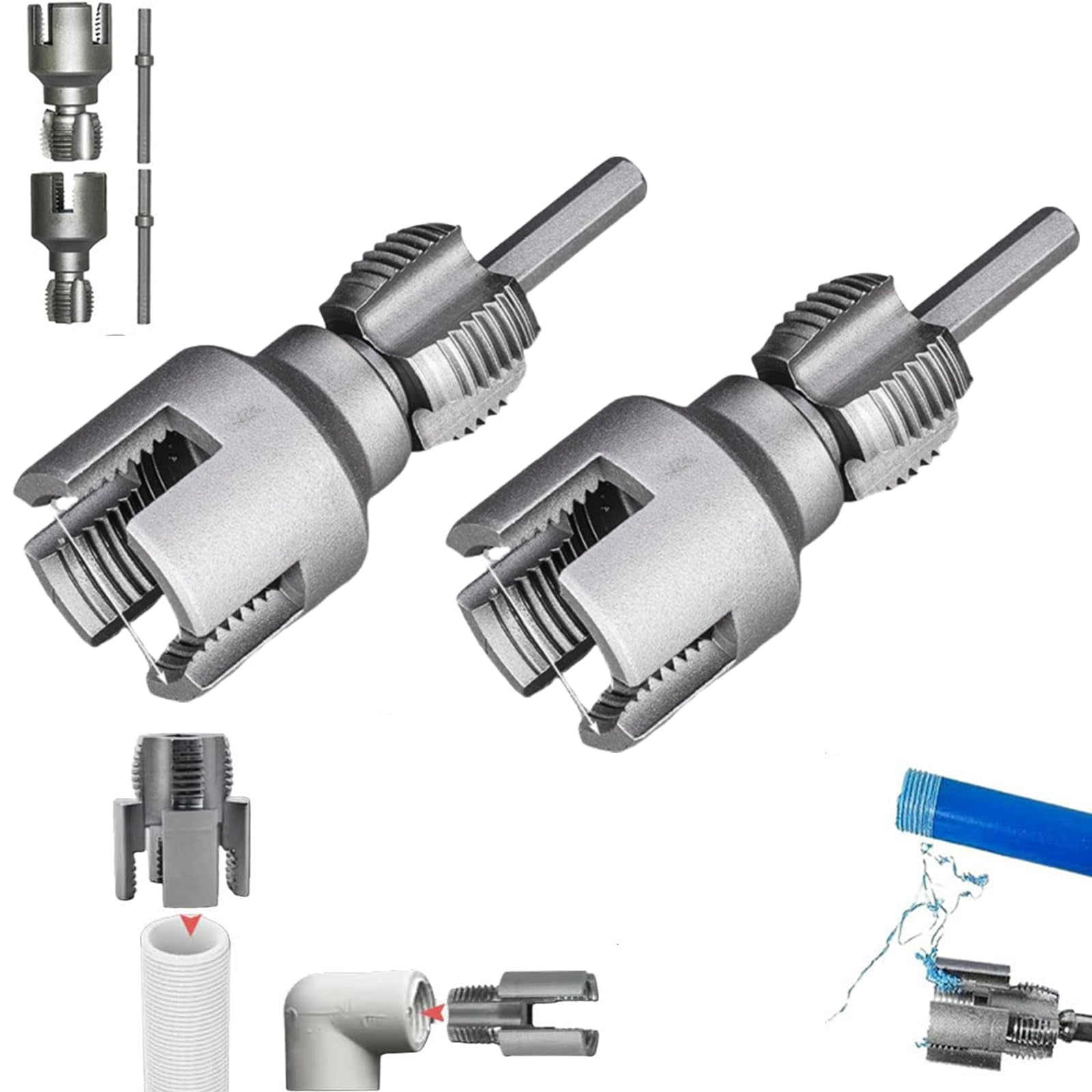 Pvc Pipe Threader Kit,1/2" (Dn15) 3/4" (Dn20) Electric Drill Compatible ...
