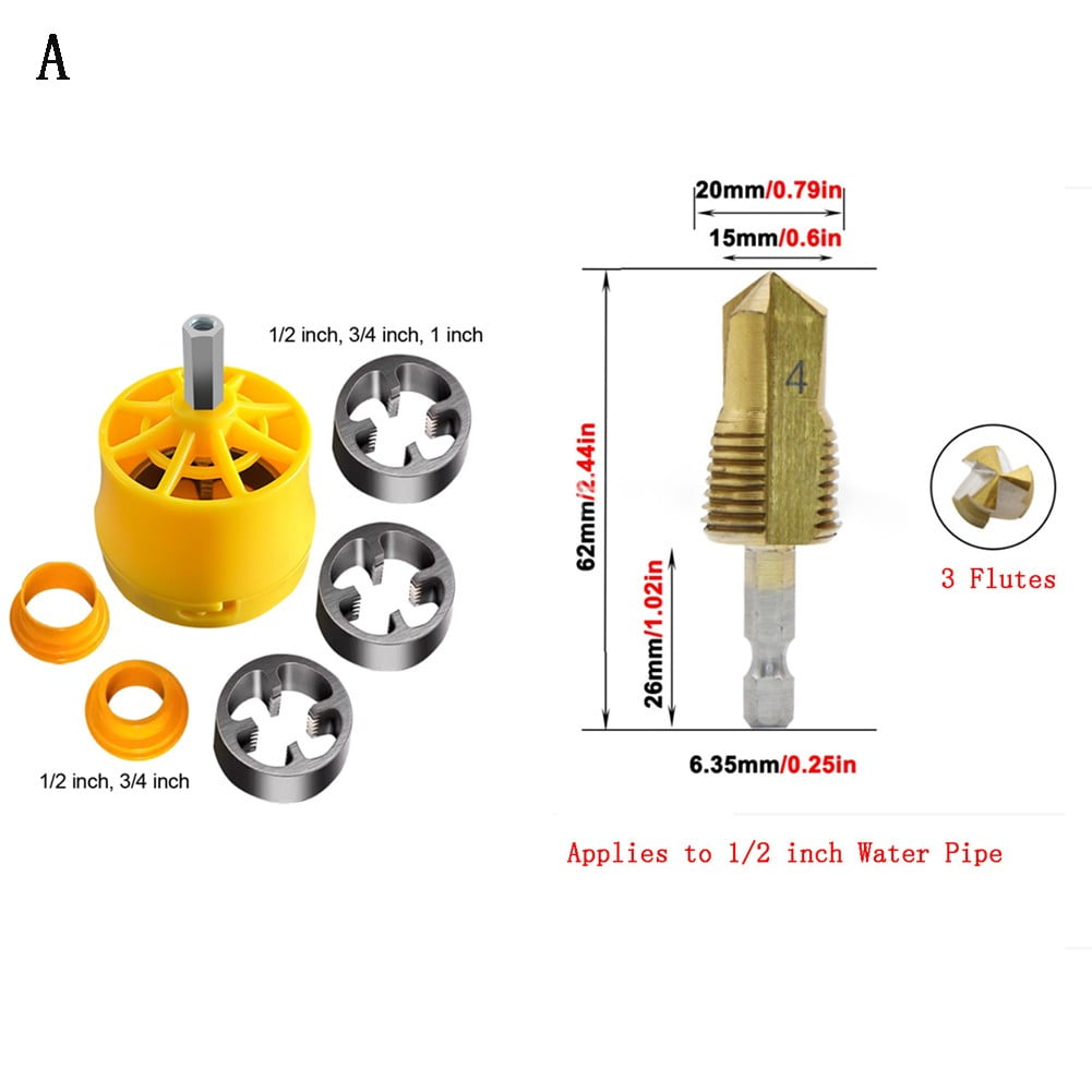 Pvc Pipe Threader Kit with 1/2In 3/4 In 1 Inch Dies Pipe Threader Pipe ...