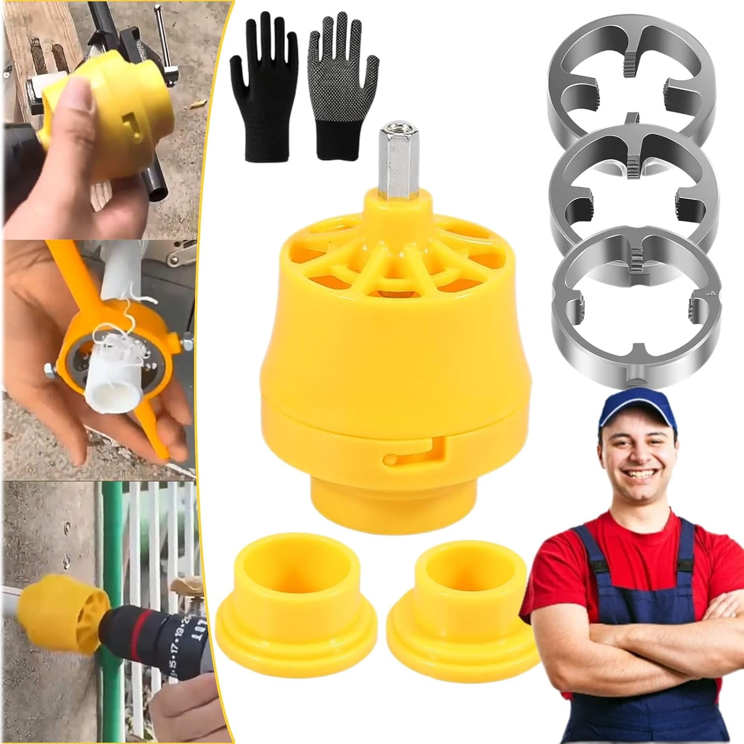 Pvc Pipe Threader Set 1/2 3/4 1 Npt - Plastic Pipe Threader, Pipe ...