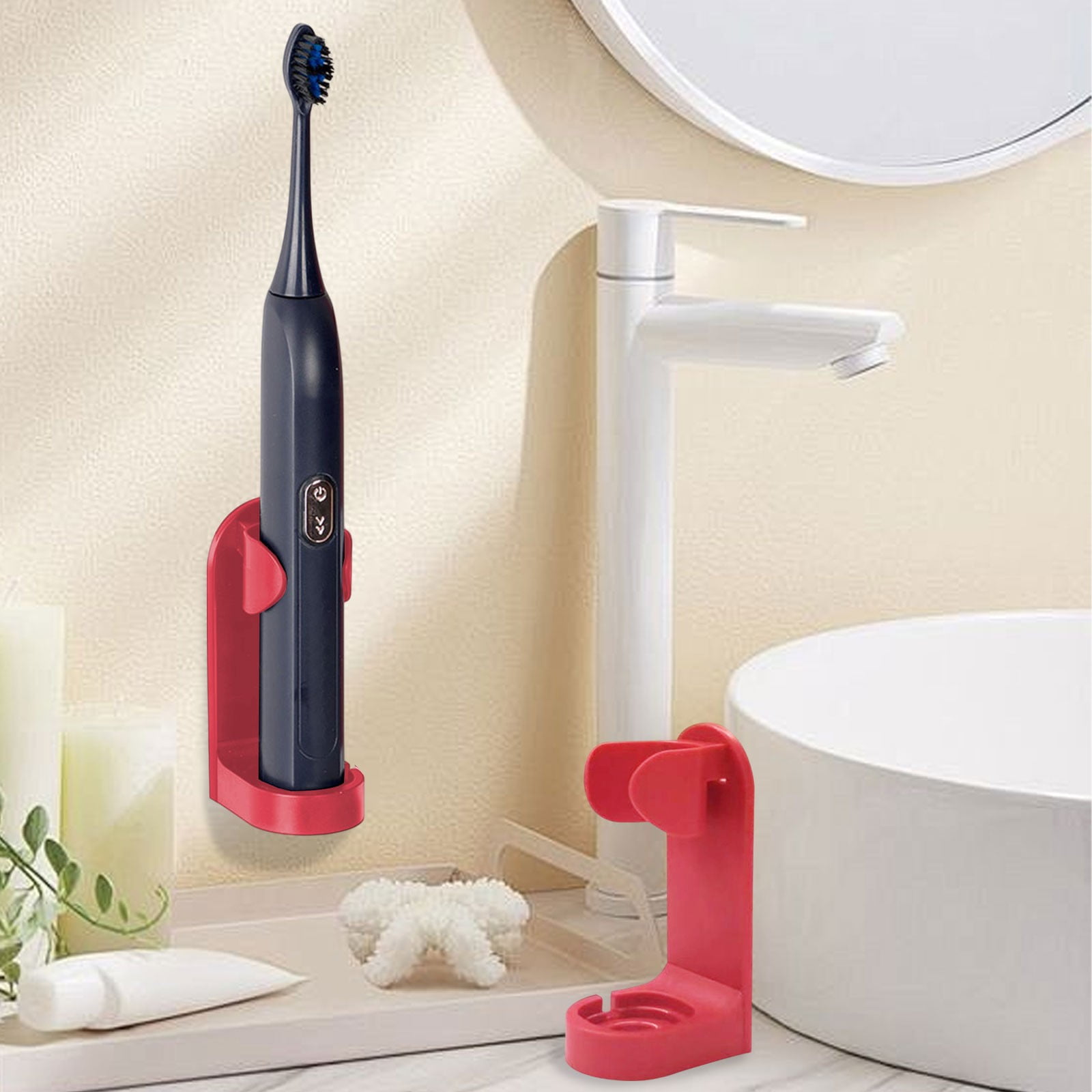 Wall Mounted Electric Toothbrush Holder,Adhesive Toothbrush Organizer ...