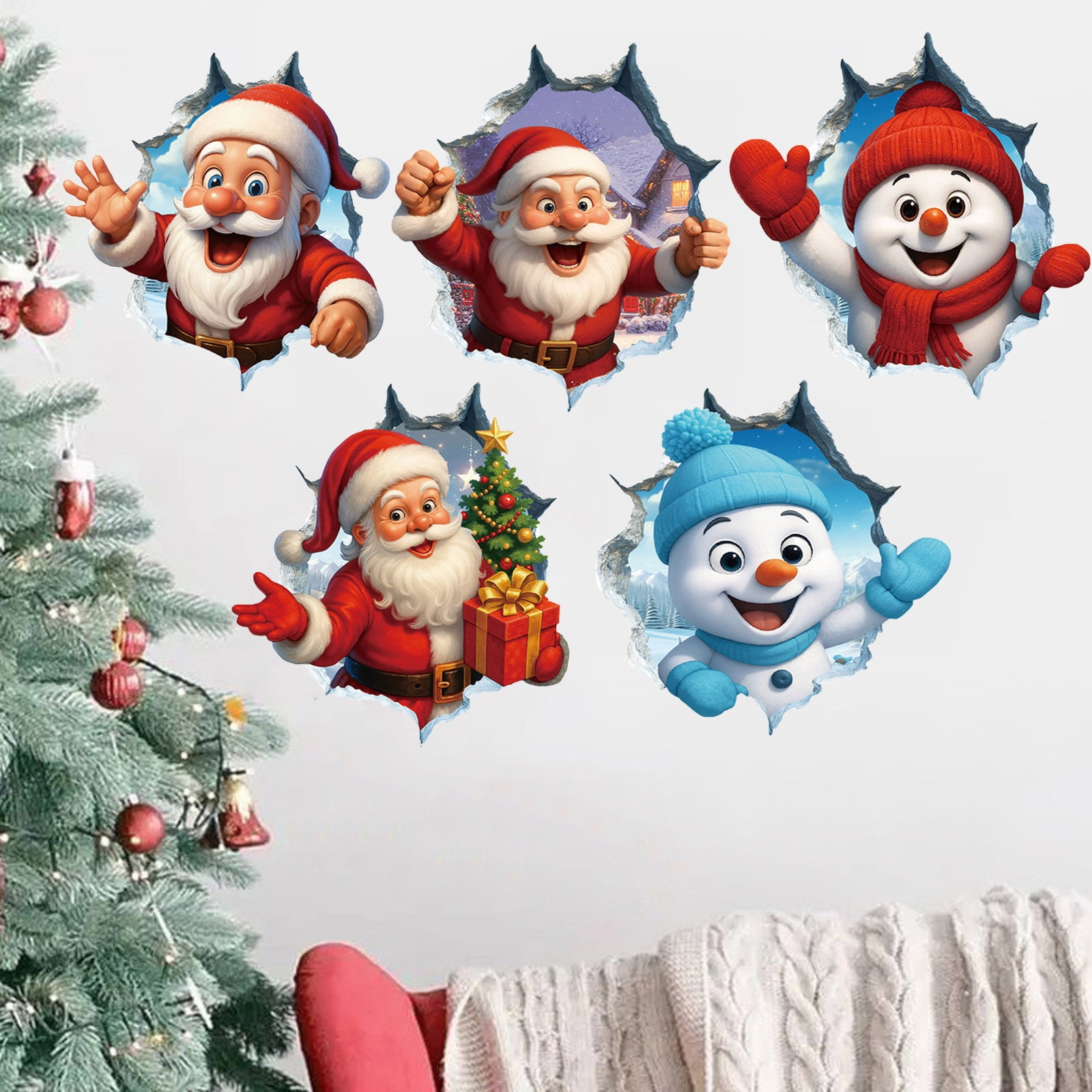Pvc Static Christmas Window Stickers For Holiday & Party Decorations ...