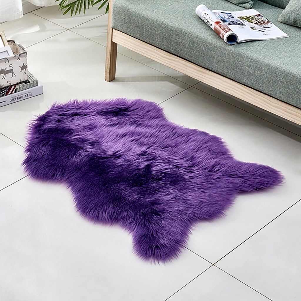 Pvdgvd Wool Imitation Sheepskin Rugs Faux Non Slip Bedroom Carpet Mats ...