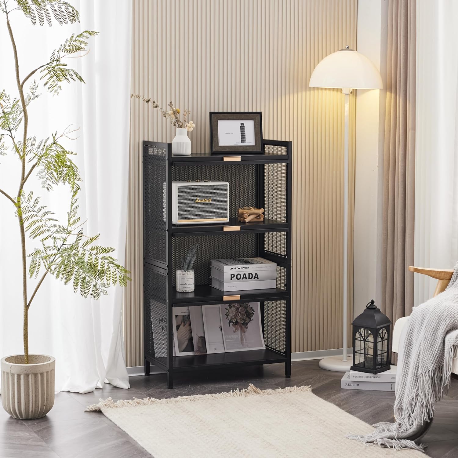 Pvillez 4-Tier Bakers Racks for Kitchen, Kitchen Pantry Cabinet Storage ...