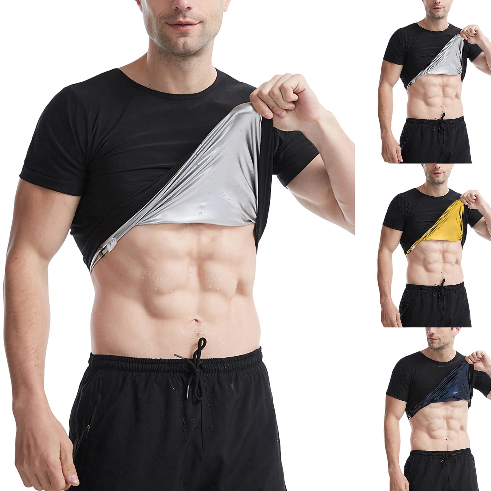 Pvkarhg Workout T-Shirts for Men Short Sleeve Muscle Fit Tees Solid ...