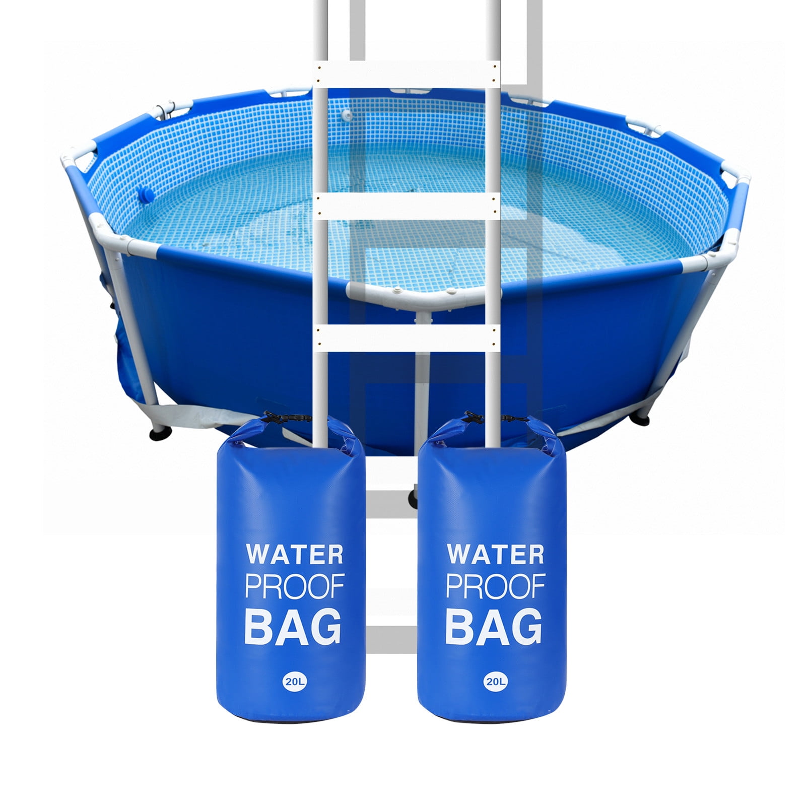 Pvrsomyn 2Pcs Blue Pool Step Weights, PVC Clip Net 20L 500D Waterproof ...