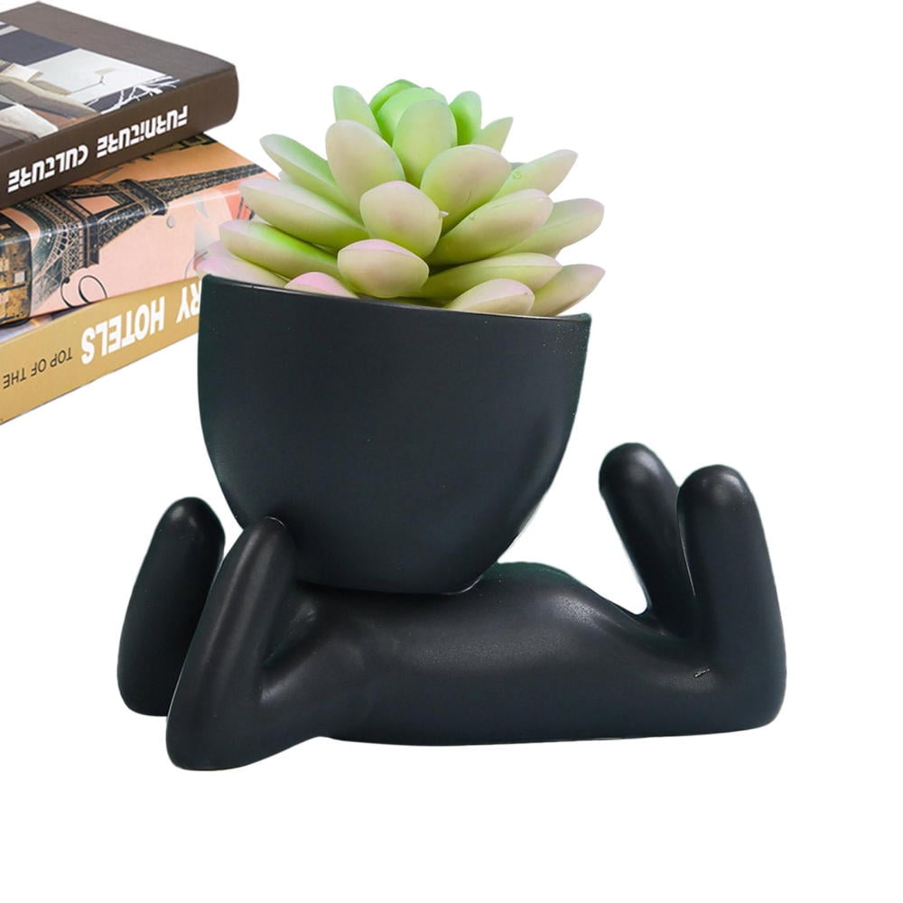 Pw Tools Face Flower Pot Head Planter Ceramic Planter Pot with Drainage ...