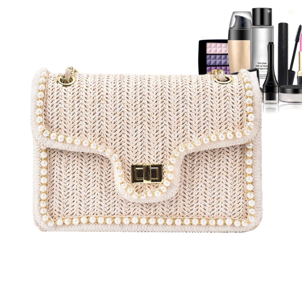 Pw Tools Women Shoulder Bags Straw Faux Pearl Shoulder Purse for Women ...